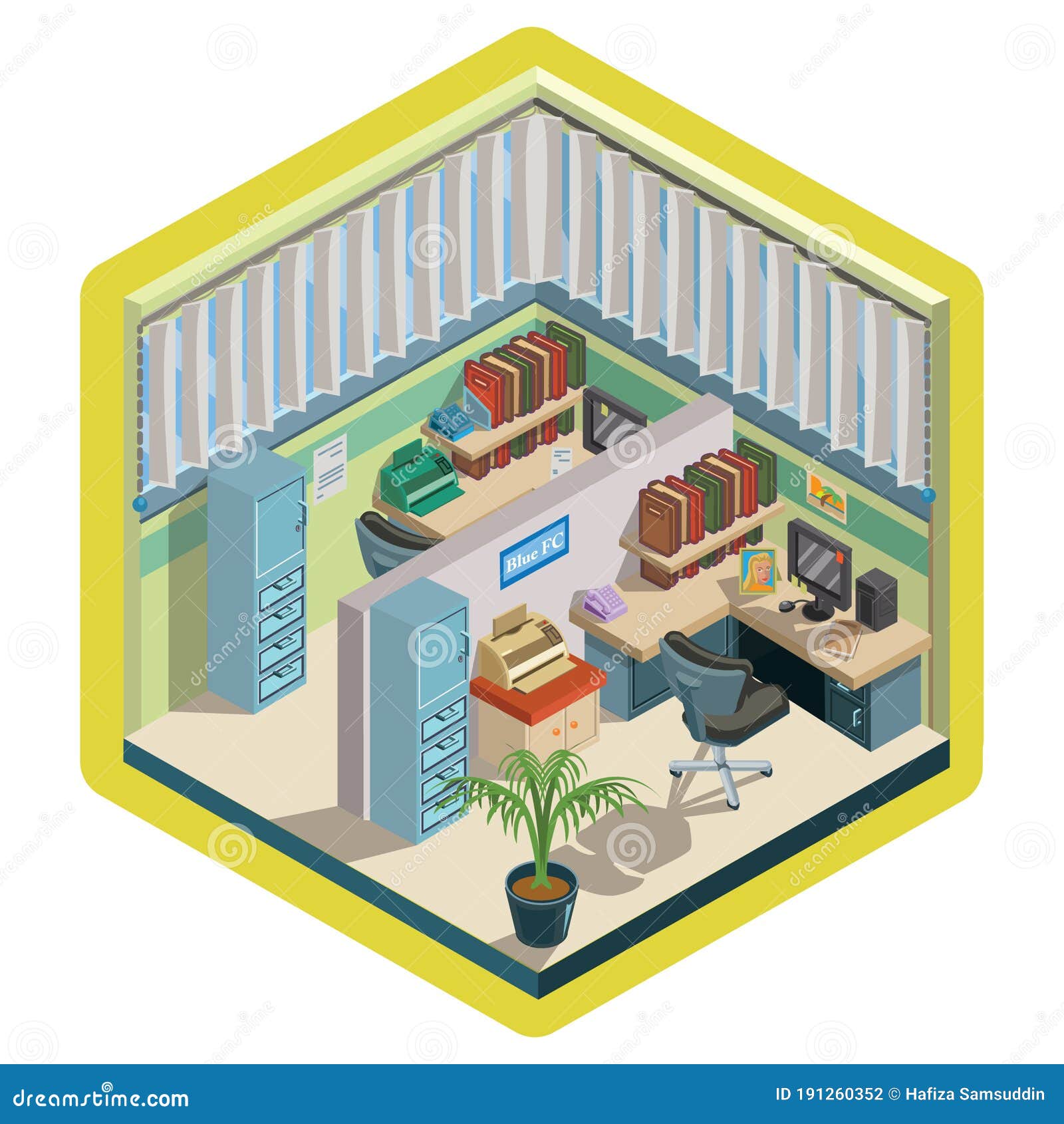 Isometric Office Interior Design. Vector Illustration Decorative Design ...