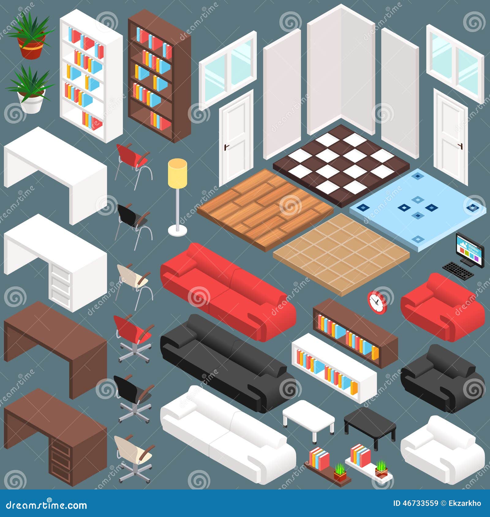 Isometric Office Planning. 3D Vector Creation Kit | CartoonDealer.com ...