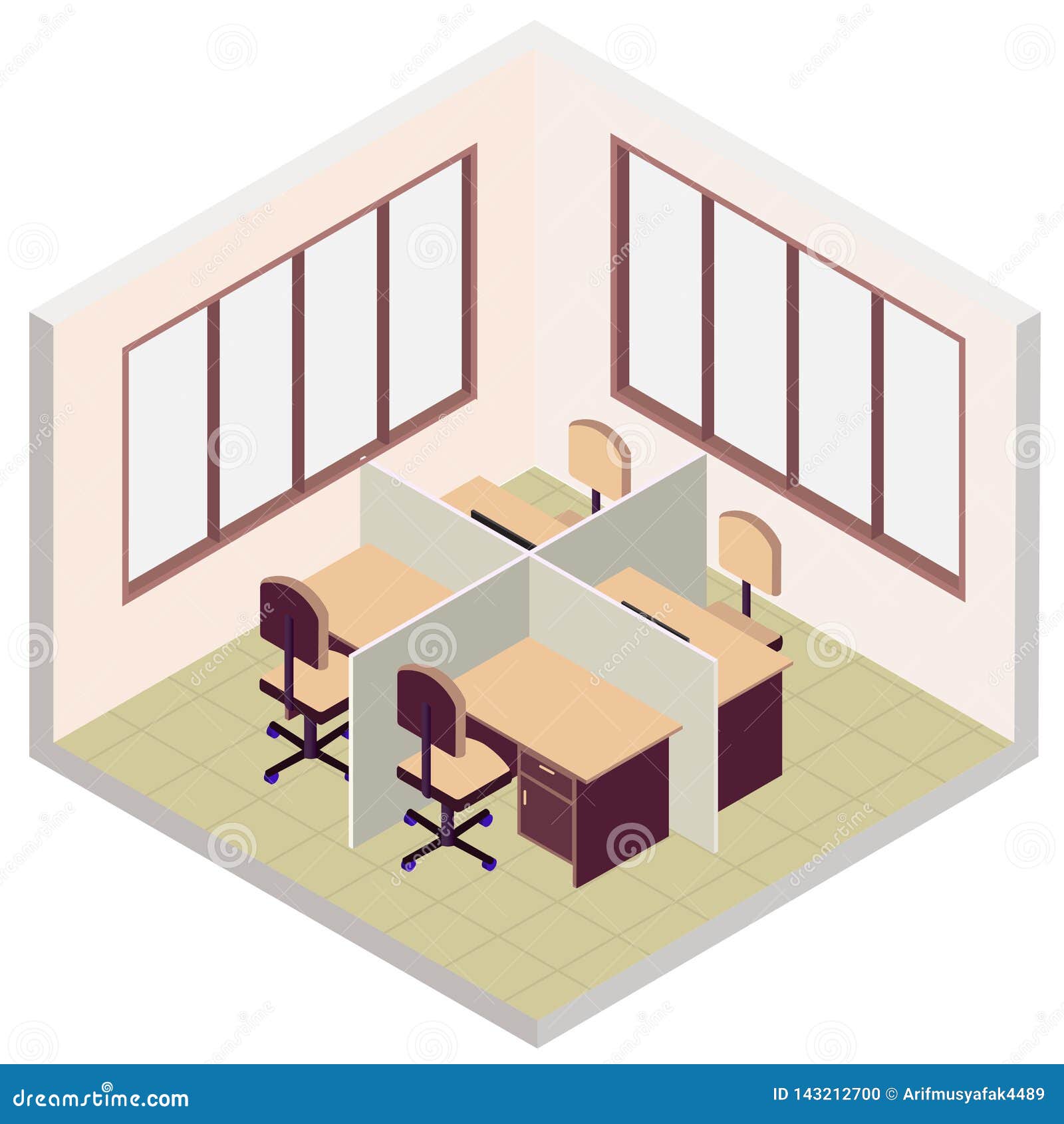 Isometric office room icon stock vector. Illustration of board - 143212700