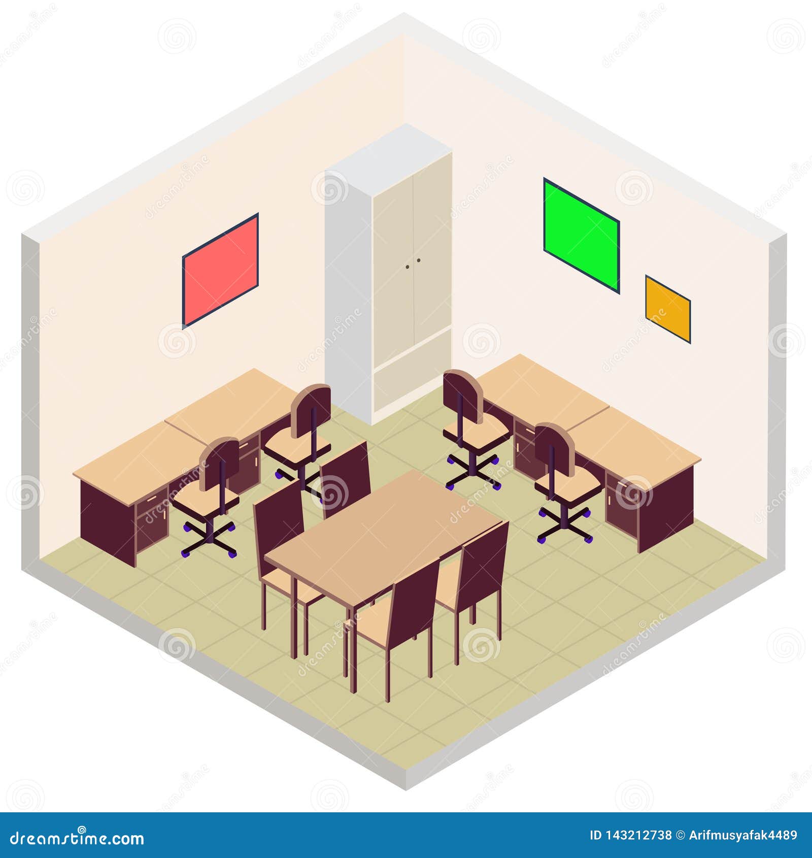 Isometric office room icon stock vector. Illustration of convention ...