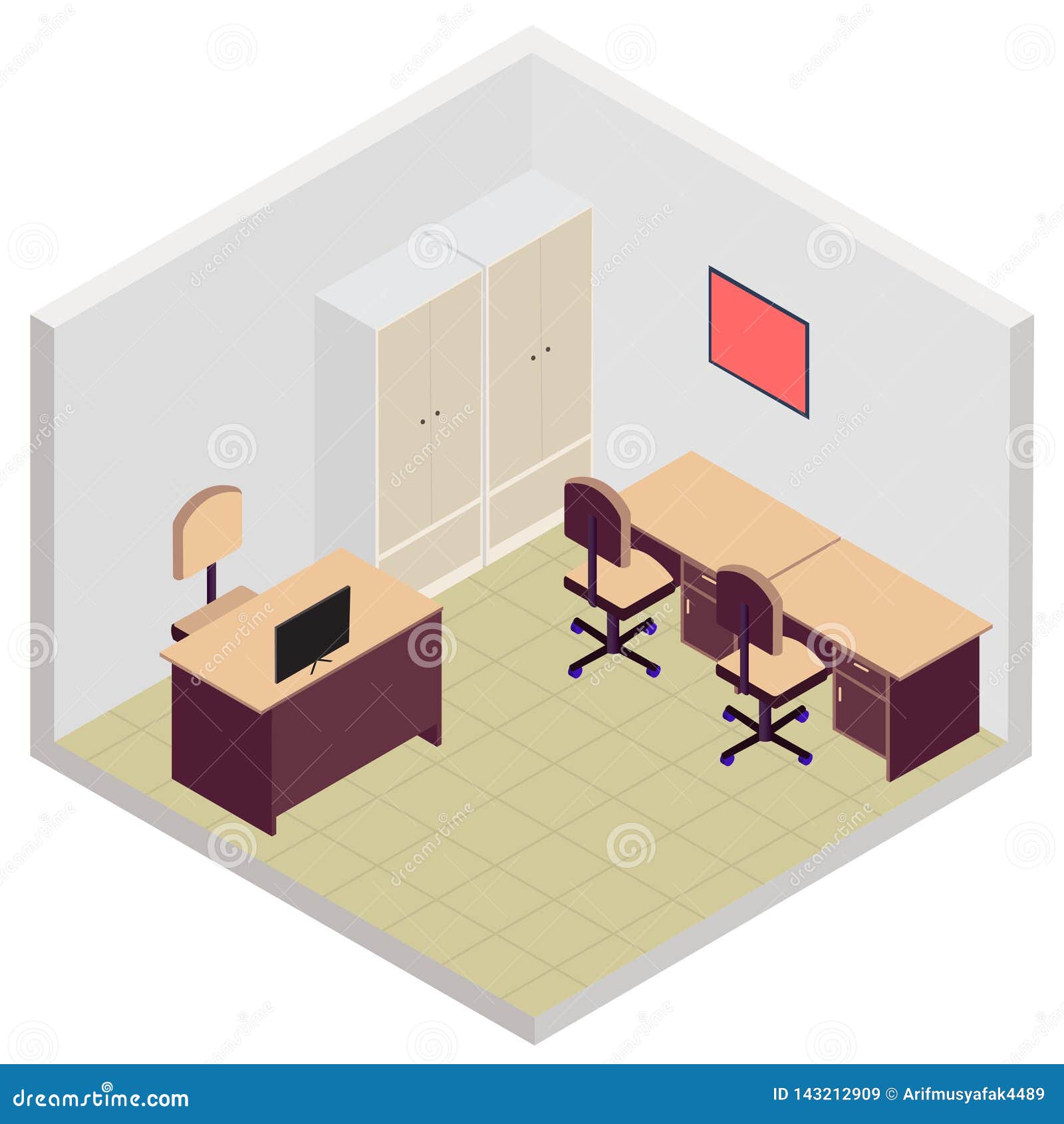Isometric office room icon stock vector. Illustration of meeting ...