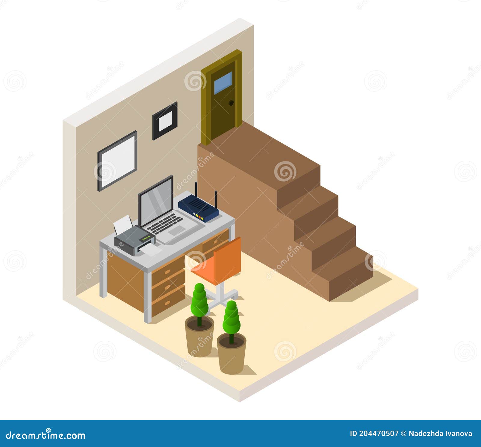 Isometric Office Room on a White Background Vector Graphic Illustration ...