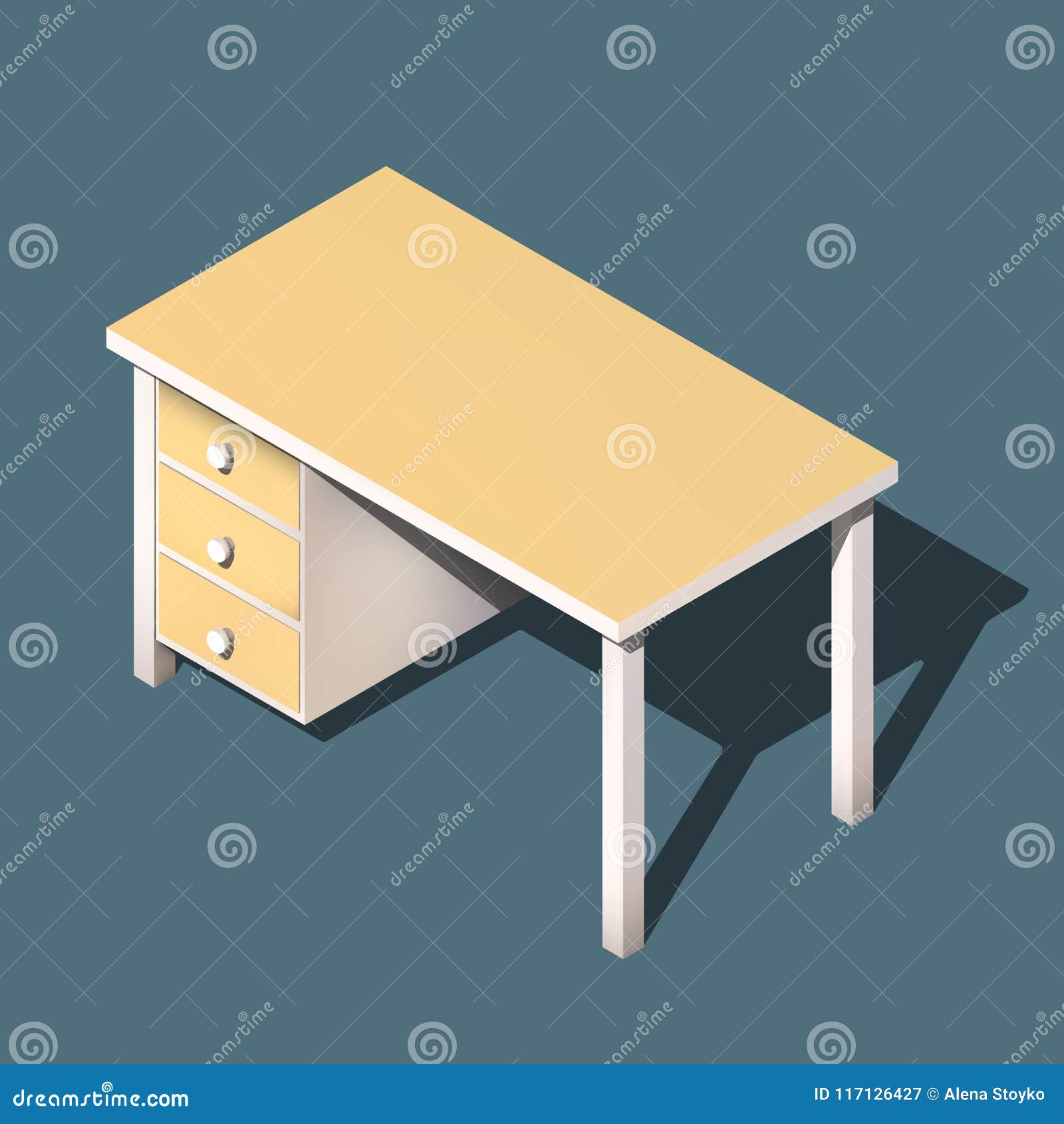Isometric Office Table. Modern Workplace Vector Illustration Stock ...