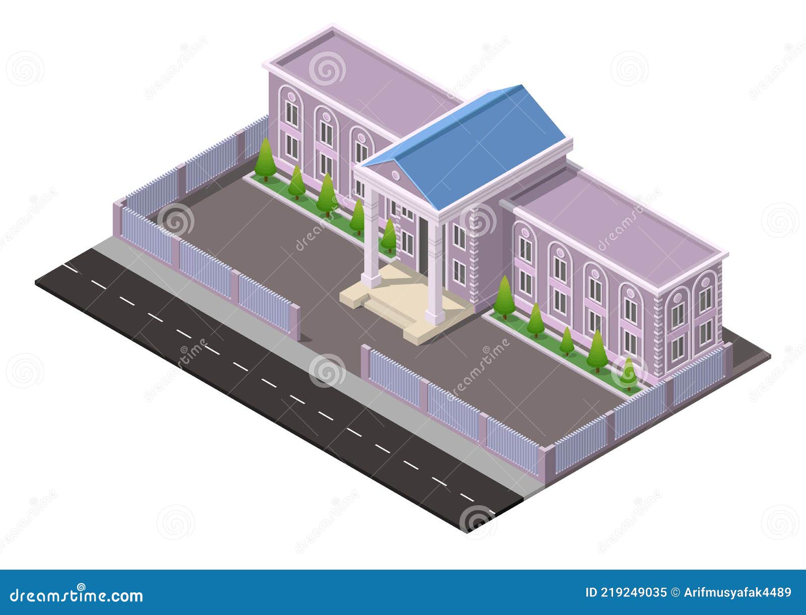Isometric Old School or Residential Building Stock Vector ...