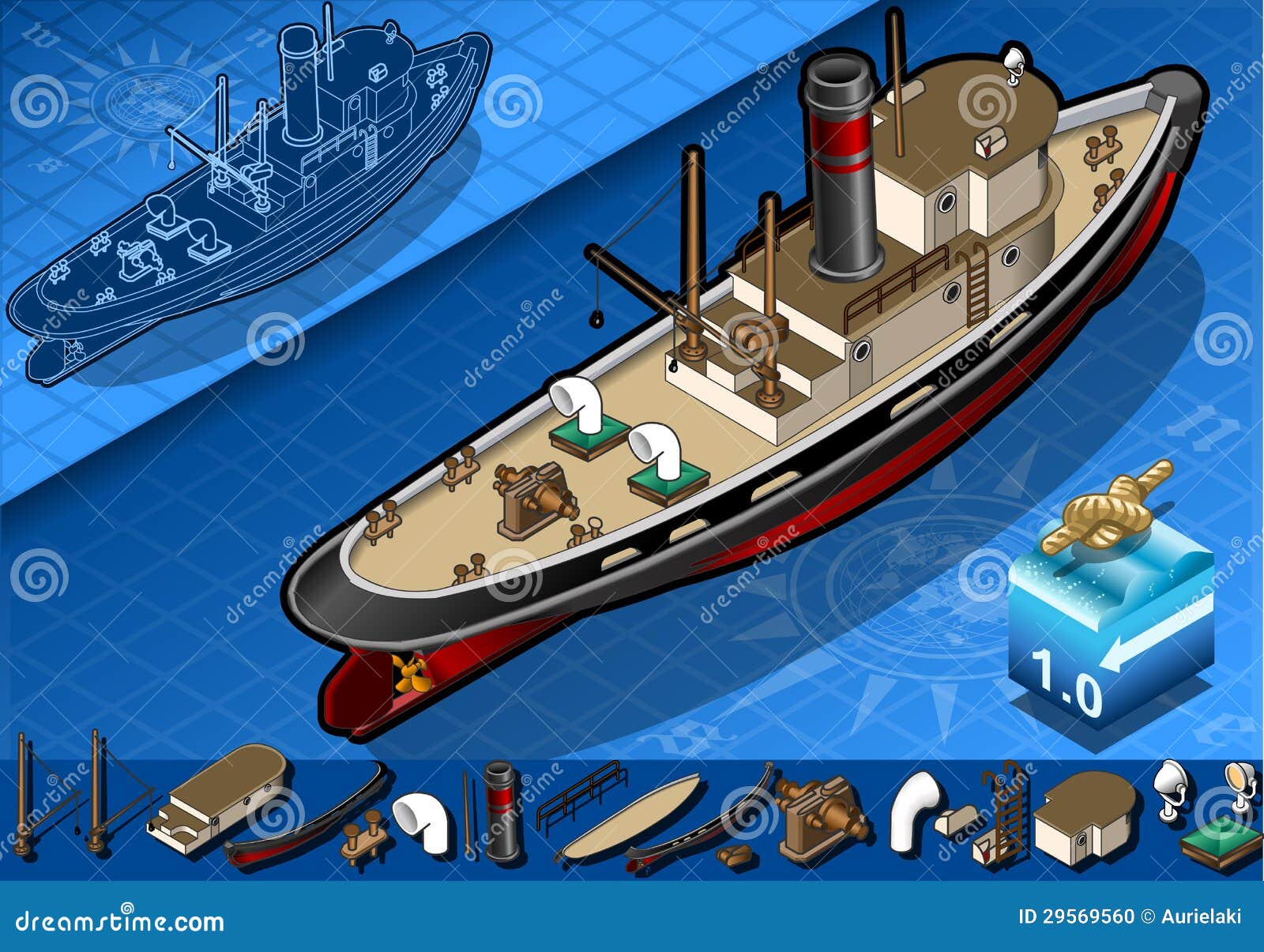Isometric old tugboat stock vector. Illustration of funnel - 29569560 Isometric old tugboat stock vector. Illustration of funnel - 29569560