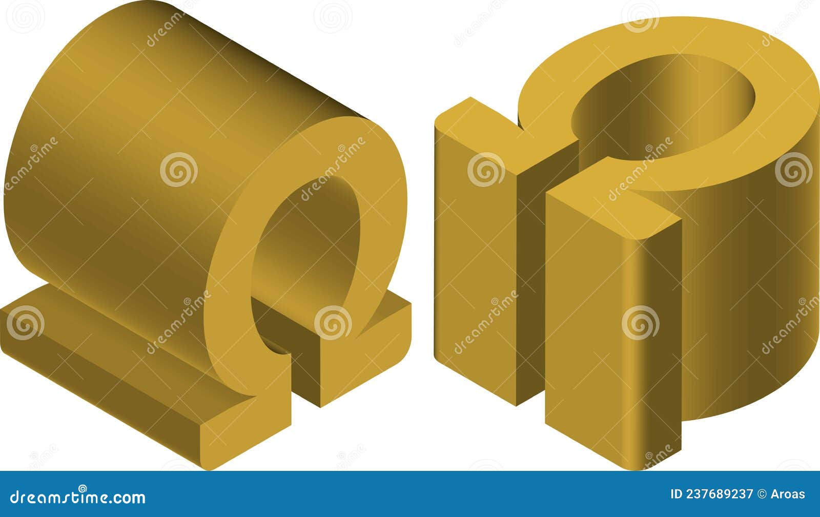 Isometric Omega Symbol. Template for Creating Logos, Emblems, Monograms ...