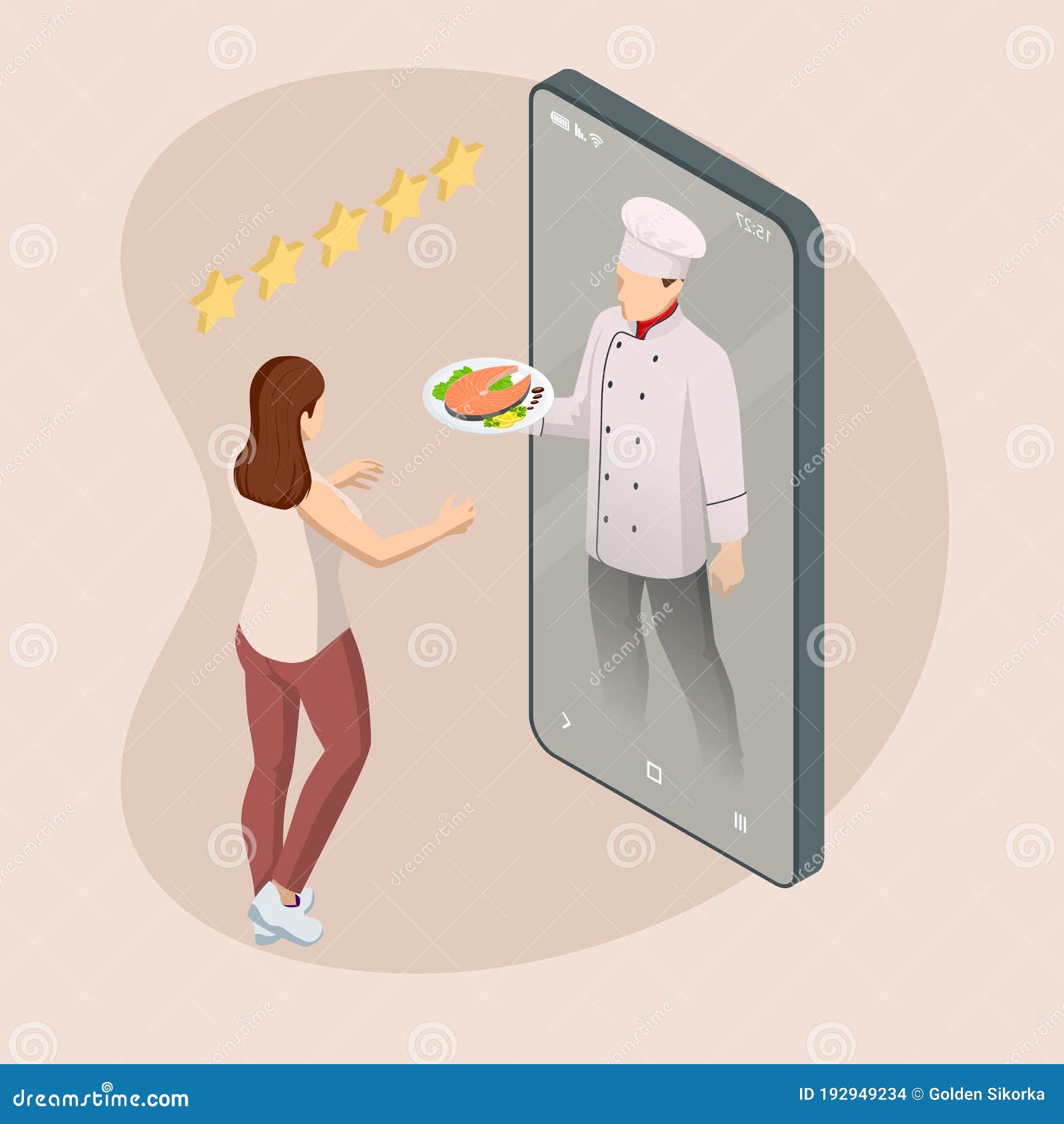 Isometric Online Cooking Classes Concept. Online Ordering Food in a ...