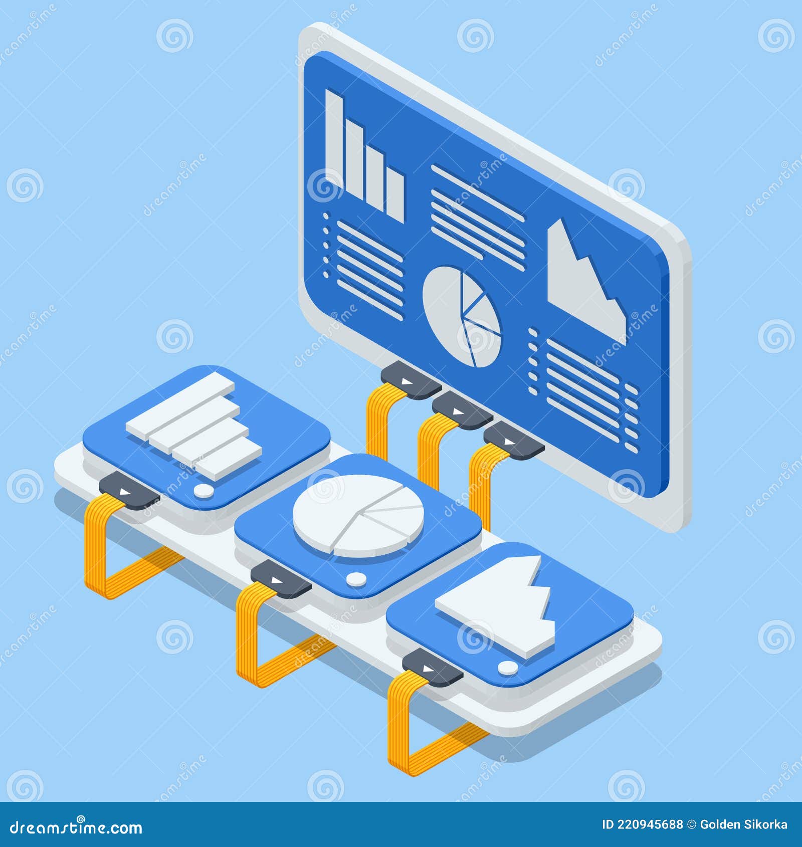 Isometric Online Devices Upload, Download Information, Data in Database ...