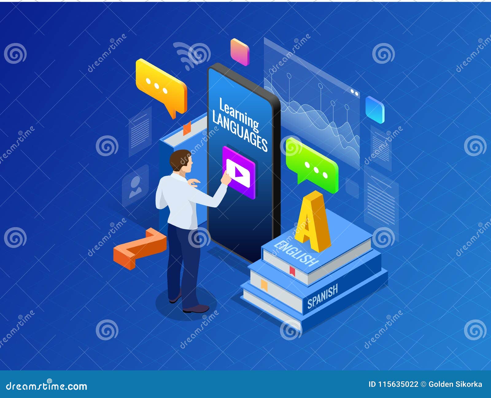 Isometric Online Language Learning Interface and Teaching Concept ...
