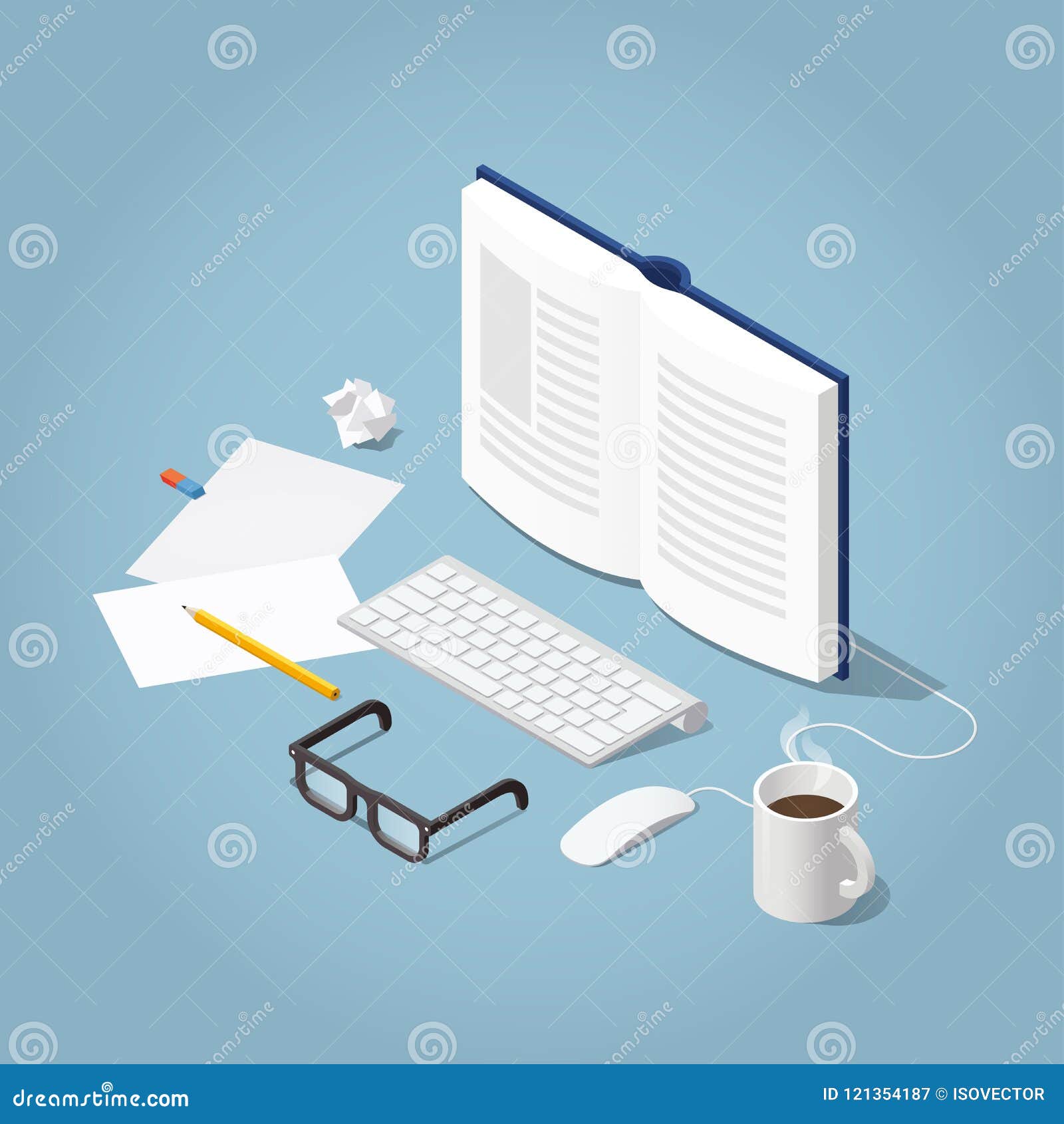 Isometric Online Reading Illustration Stock Vector - Illustration of ...