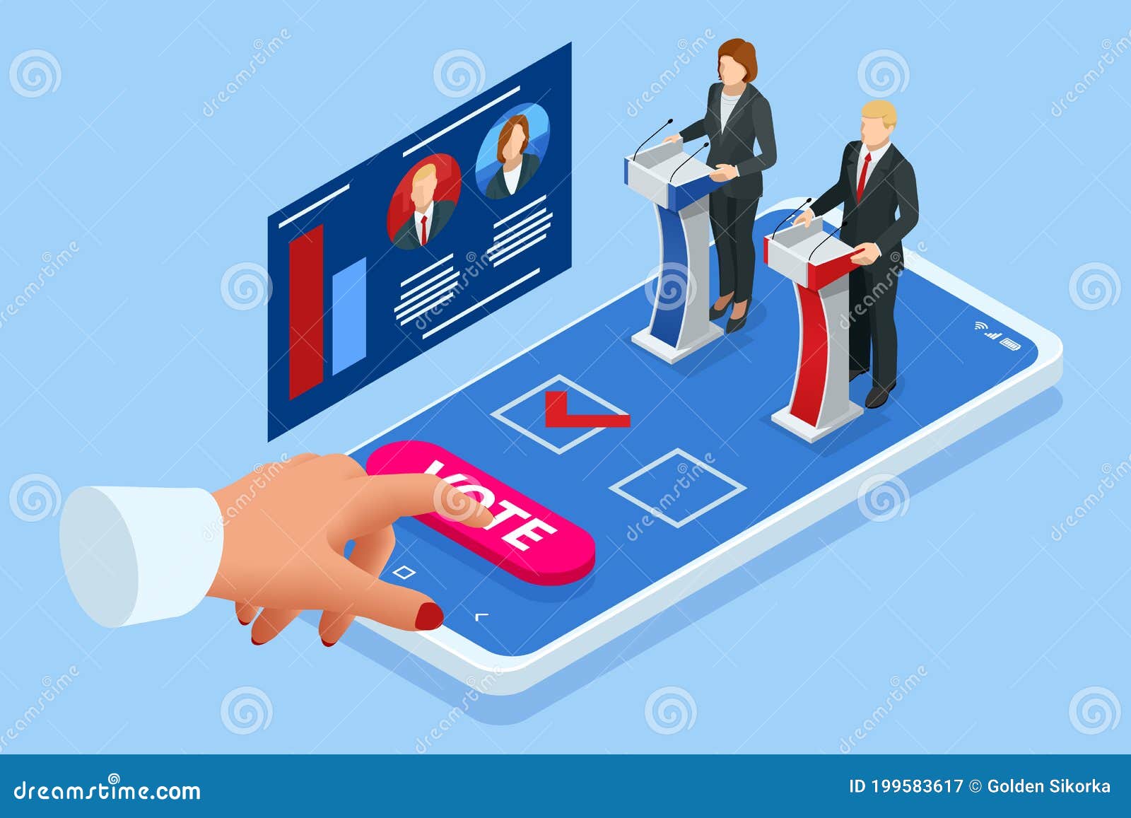 Isometric Online Voting and Election Concept. E-voting, Election ...