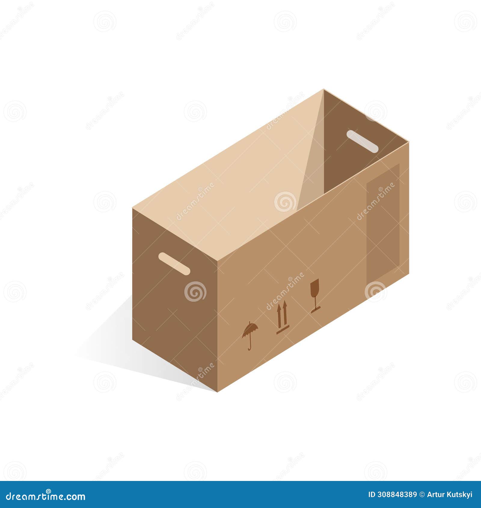 Isometric Open Cardboard Box with Empty Space Inside for Goods Stock ...