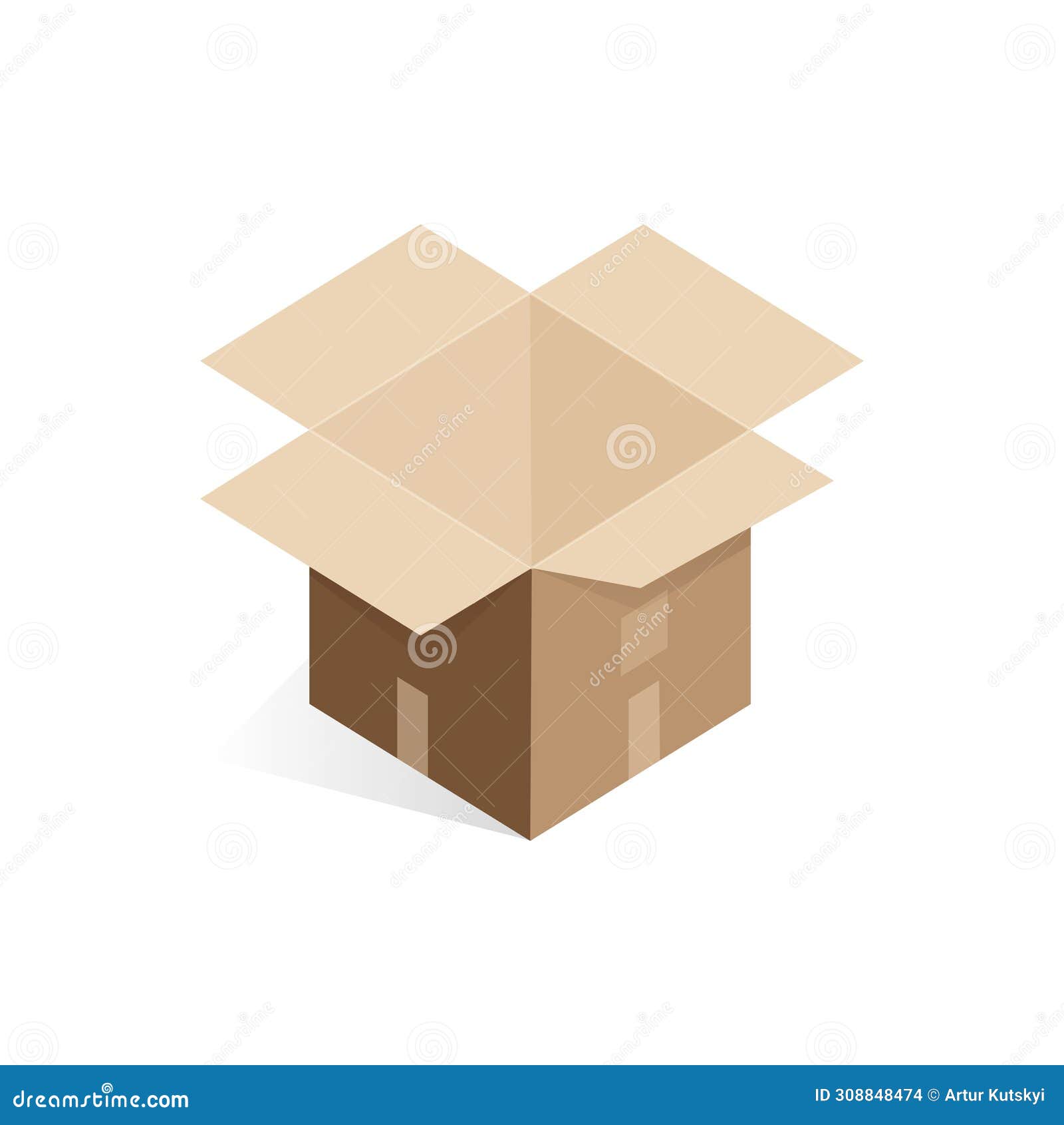 Isometric Open Boxes. Closed And Open Cardboard Carton Crates, Square ...