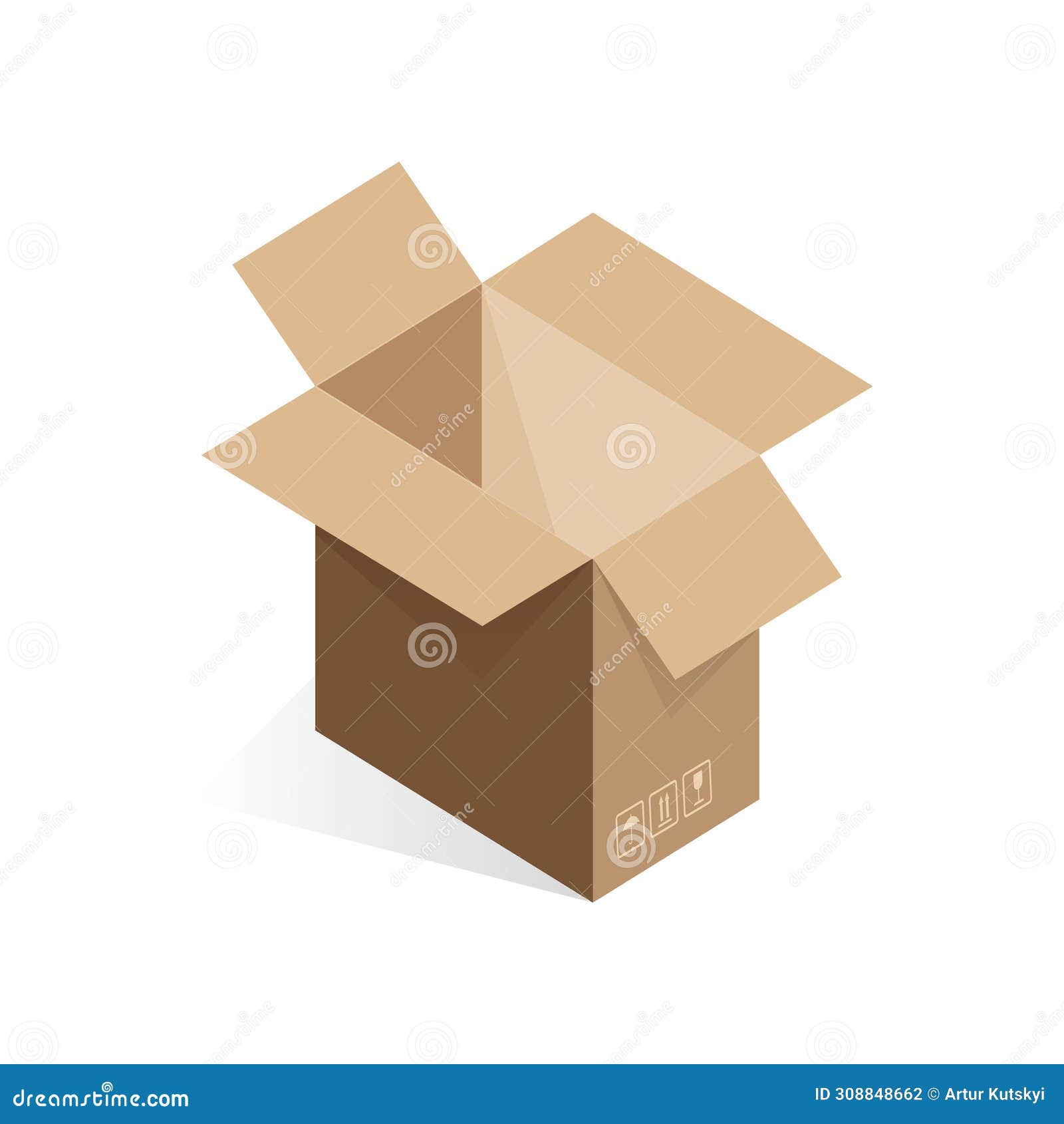 Isometric Open Boxes. Closed And Open Cardboard Carton Crates, Square ...