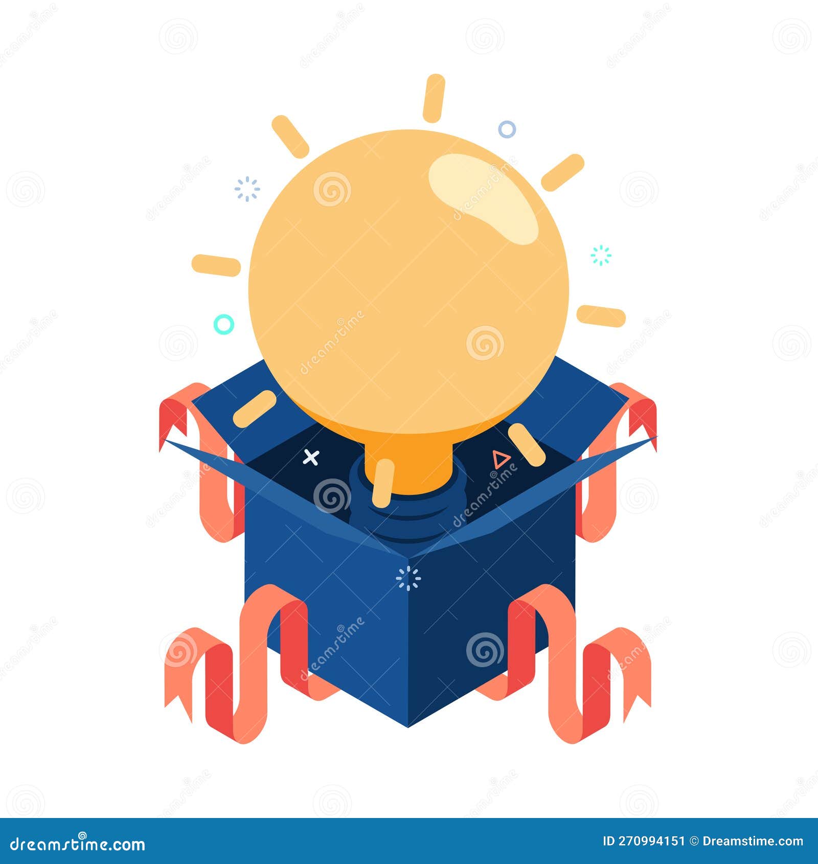 Isometric Open Gift Box with Idea Light Bulb Stock Vector ...