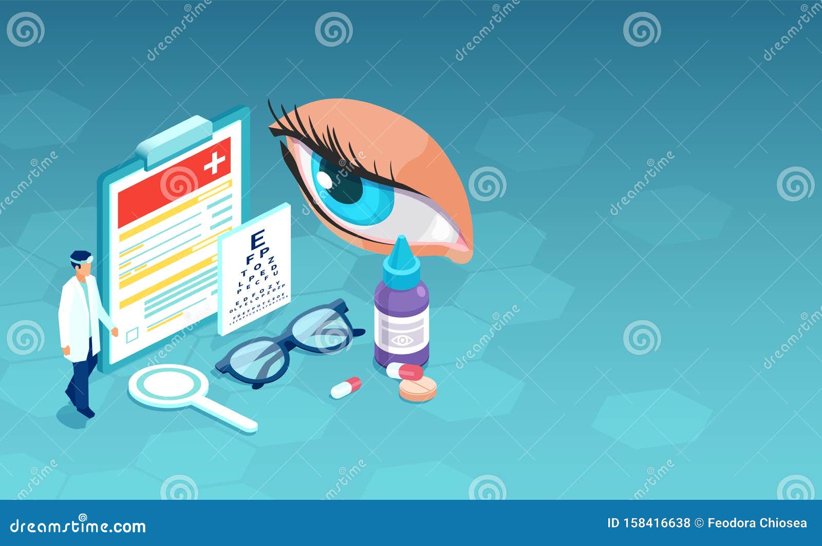 Eyesight Check Up Website Landing Page. Man Looking At Test Chart For ...