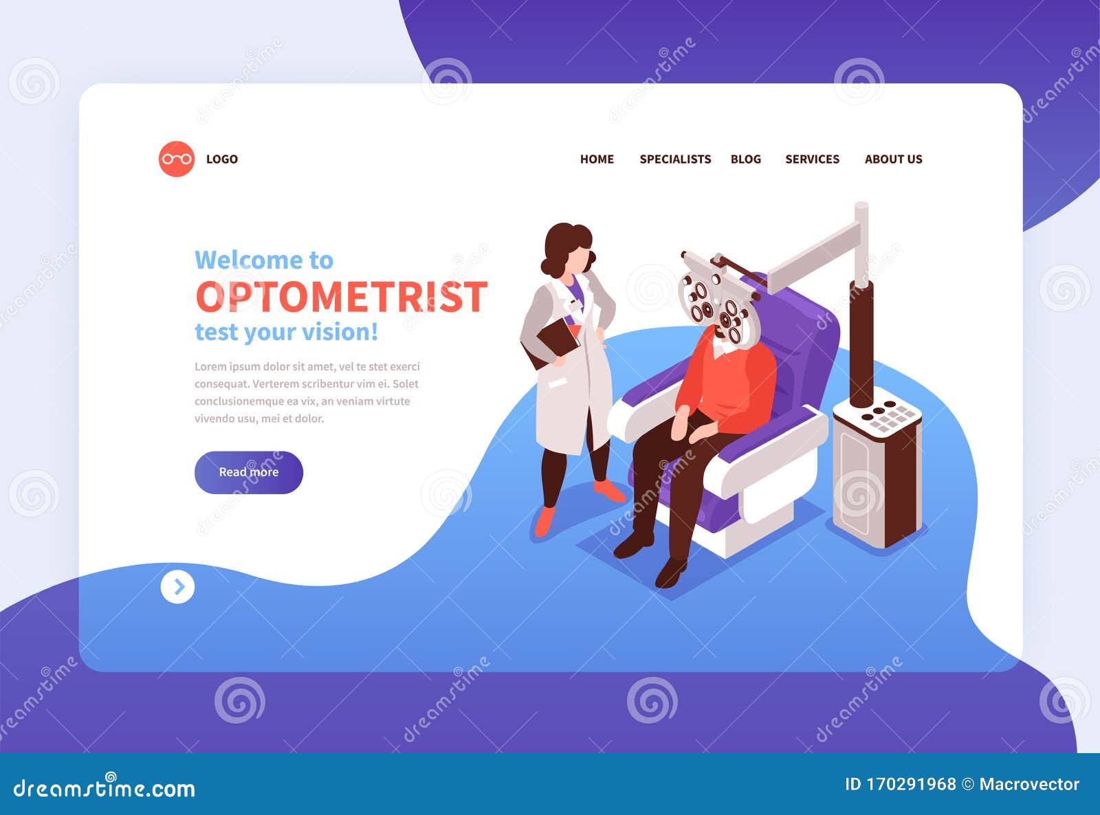 Isometric Optometrist Website Banner Vector Illustration ... Isometric Optometrist Website Banner Vector Illustration ...