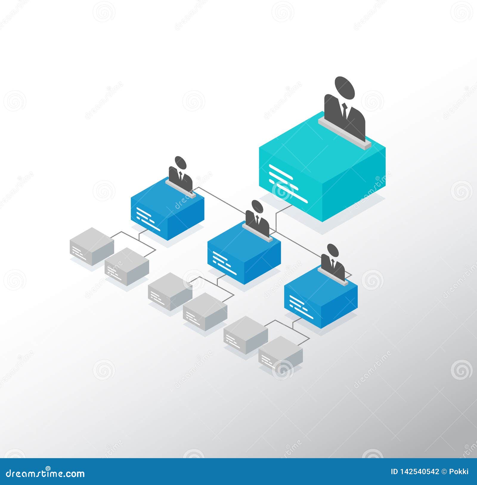 Isometric Organization Chart Template With Colorful 3D Cubes And Place ...