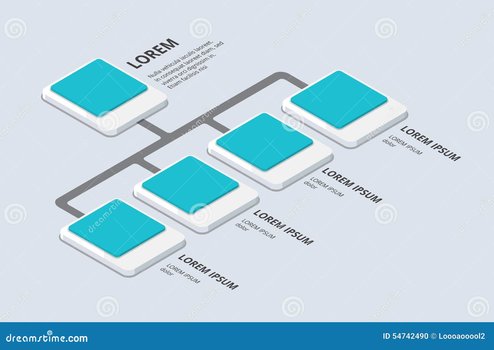 Isometric Organization Chart Template With Colorful 3D Cubes And Place ...