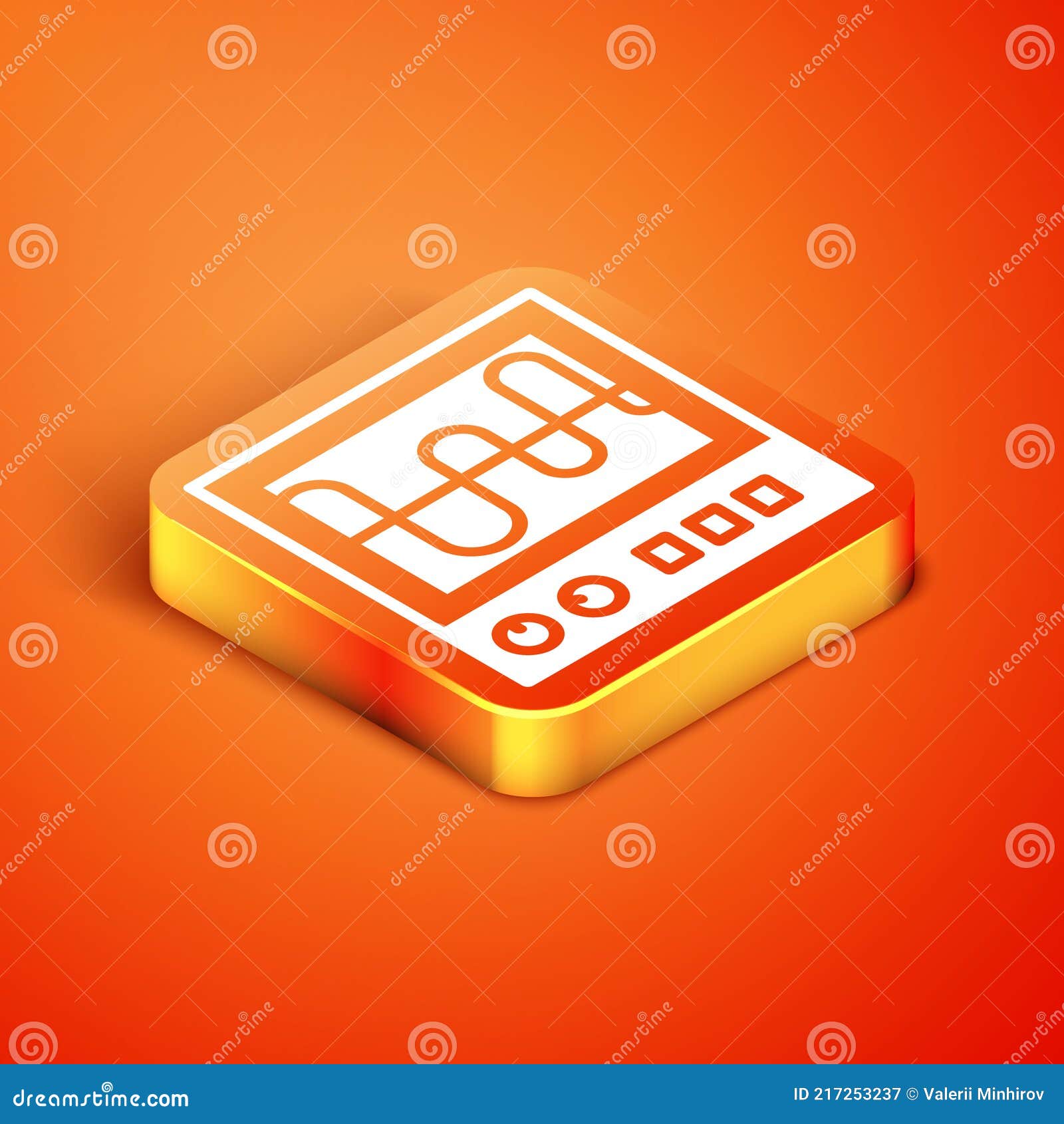 Isometric Oscilloscope Measurement Signal Wave Icon Isolated on Orange ...