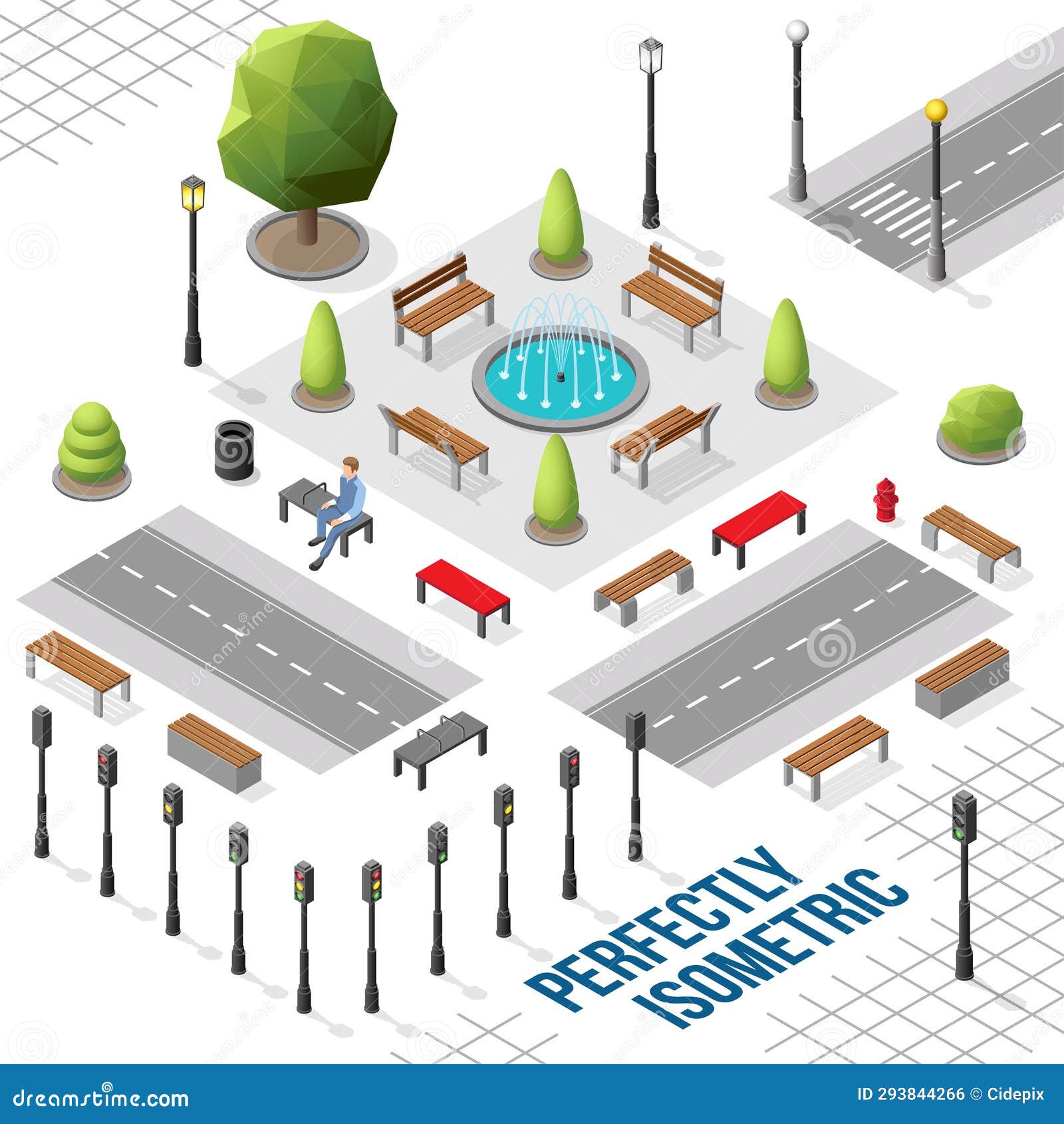 Isometric Outdoor Objects and Street Elements Stock Vector ...
