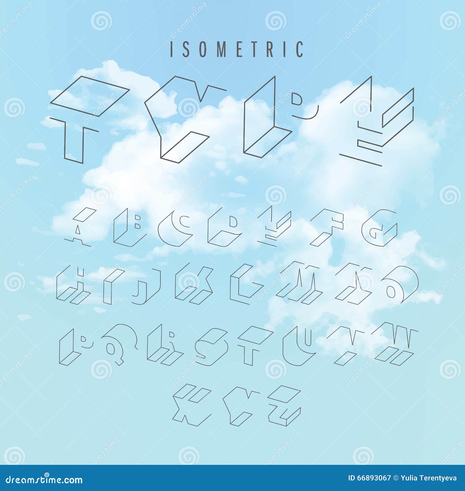 Isometric outline alphabet stock vector. Illustration of font - 66893067