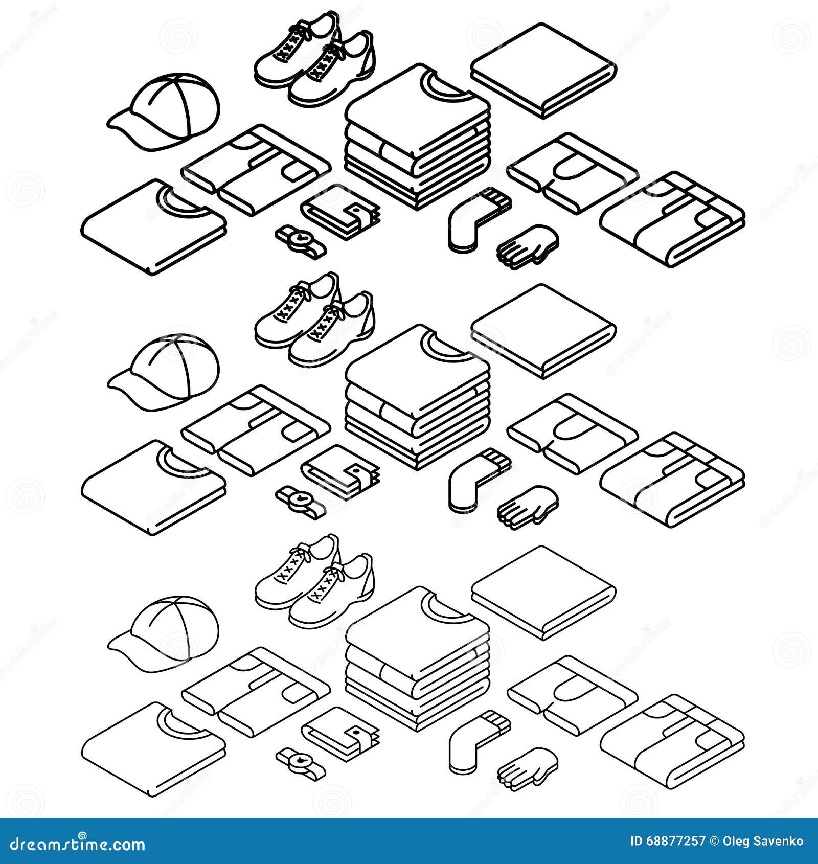 Isometric Outline Icons, Vector Set, Clothes. Thin Line Icons. Stock ... Isometric Outline Icons, Vector Set, Clothes. Thin Line Icons. Stock ...