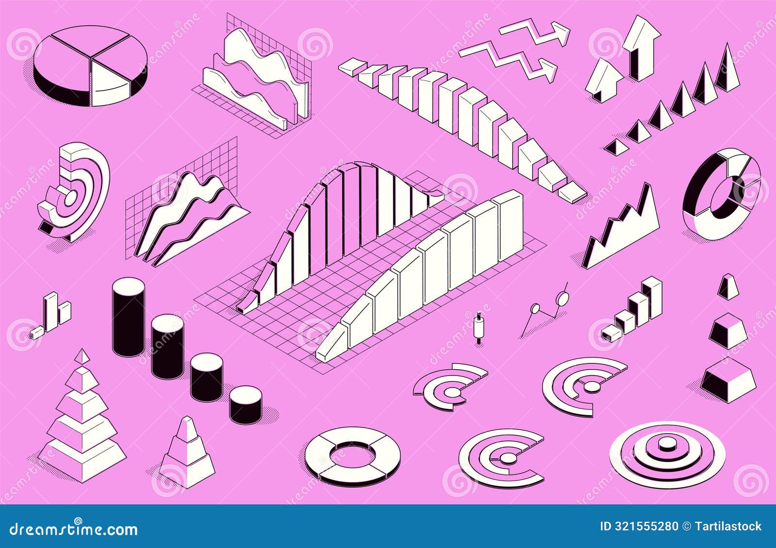 Isometric Outline Infographic Diagram. Abstract Linear Global ...