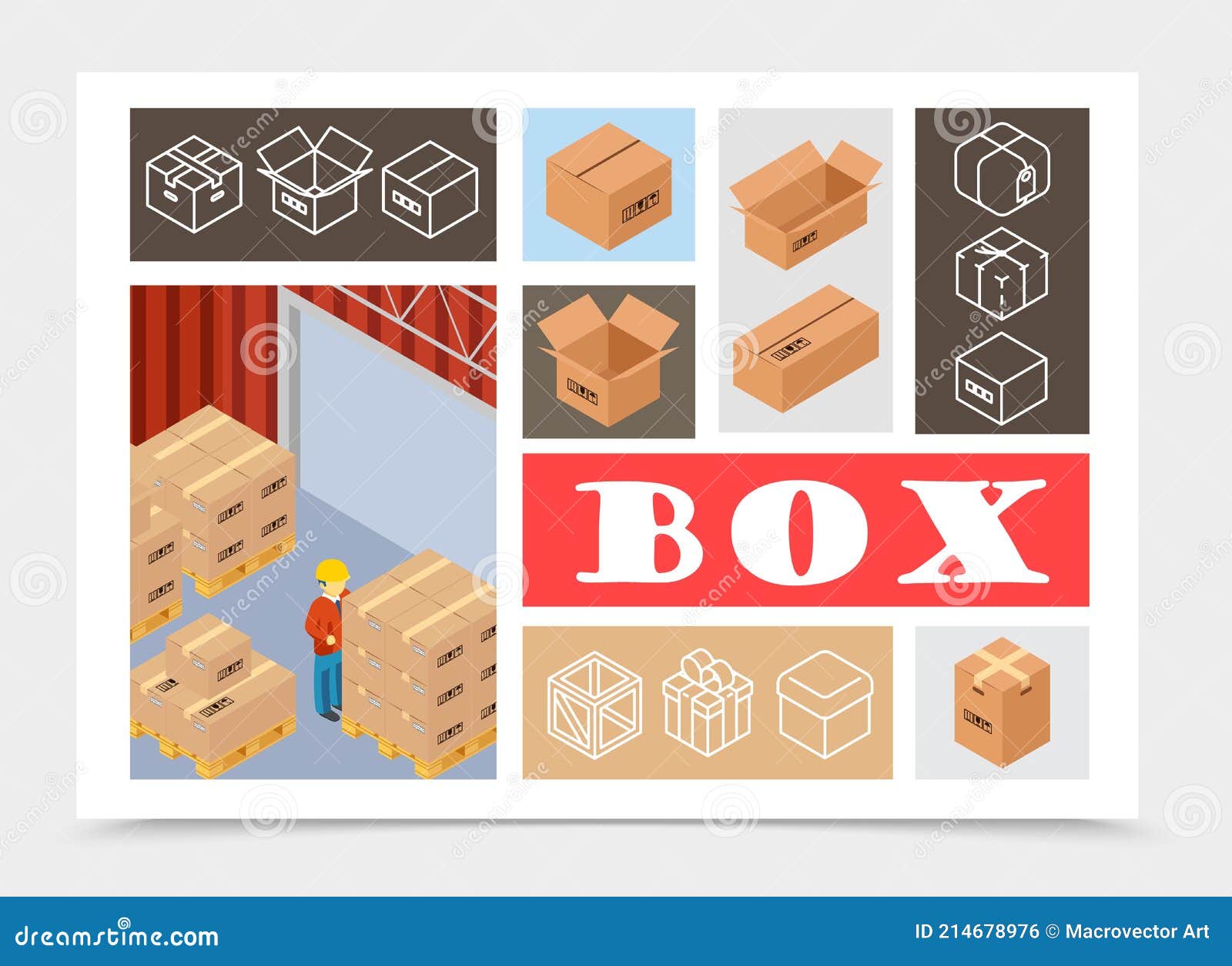 Isometric Packaging Colorful Composition Stock Vector - Illustration of ...