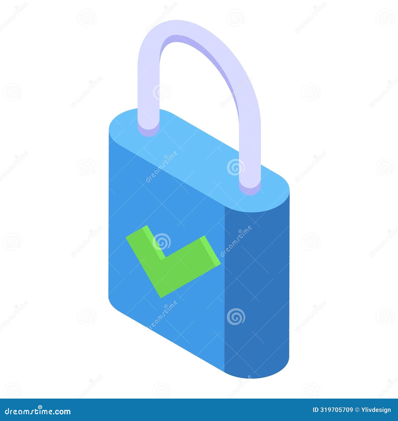 Isometric Padlock with Check Mark Stock Vector - Illustration of ...