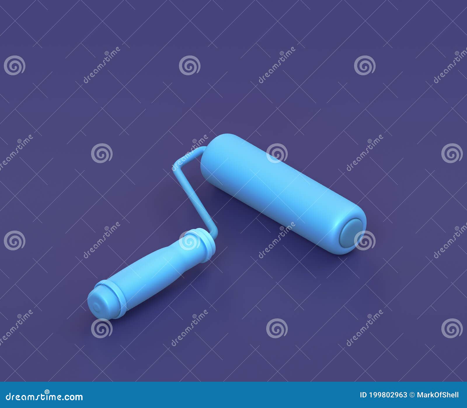 Isometric Paint Roller on Blue Background, Single Color Workshop Tool ...