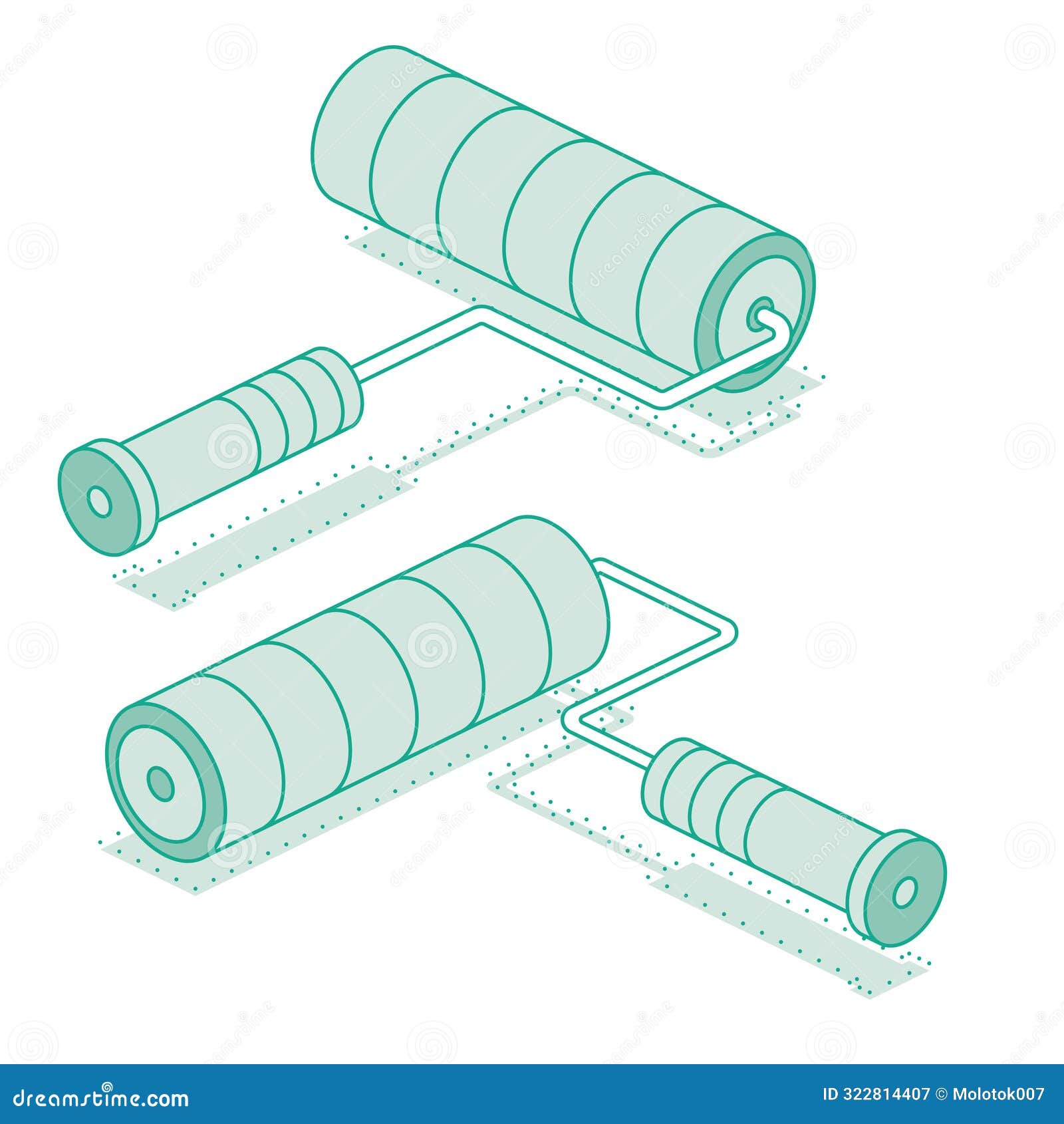 Isometric Paint Brush With Open Can And Cap. Outline Object Isolated On ...