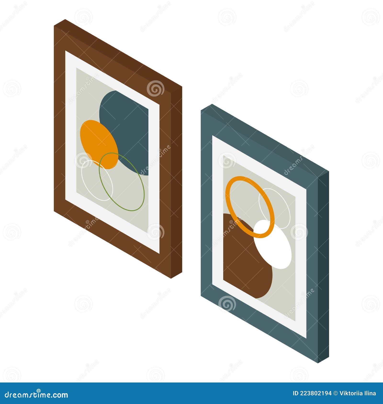 Isometric Paintings on the Wall Stock Vector - Illustration of abstract ...