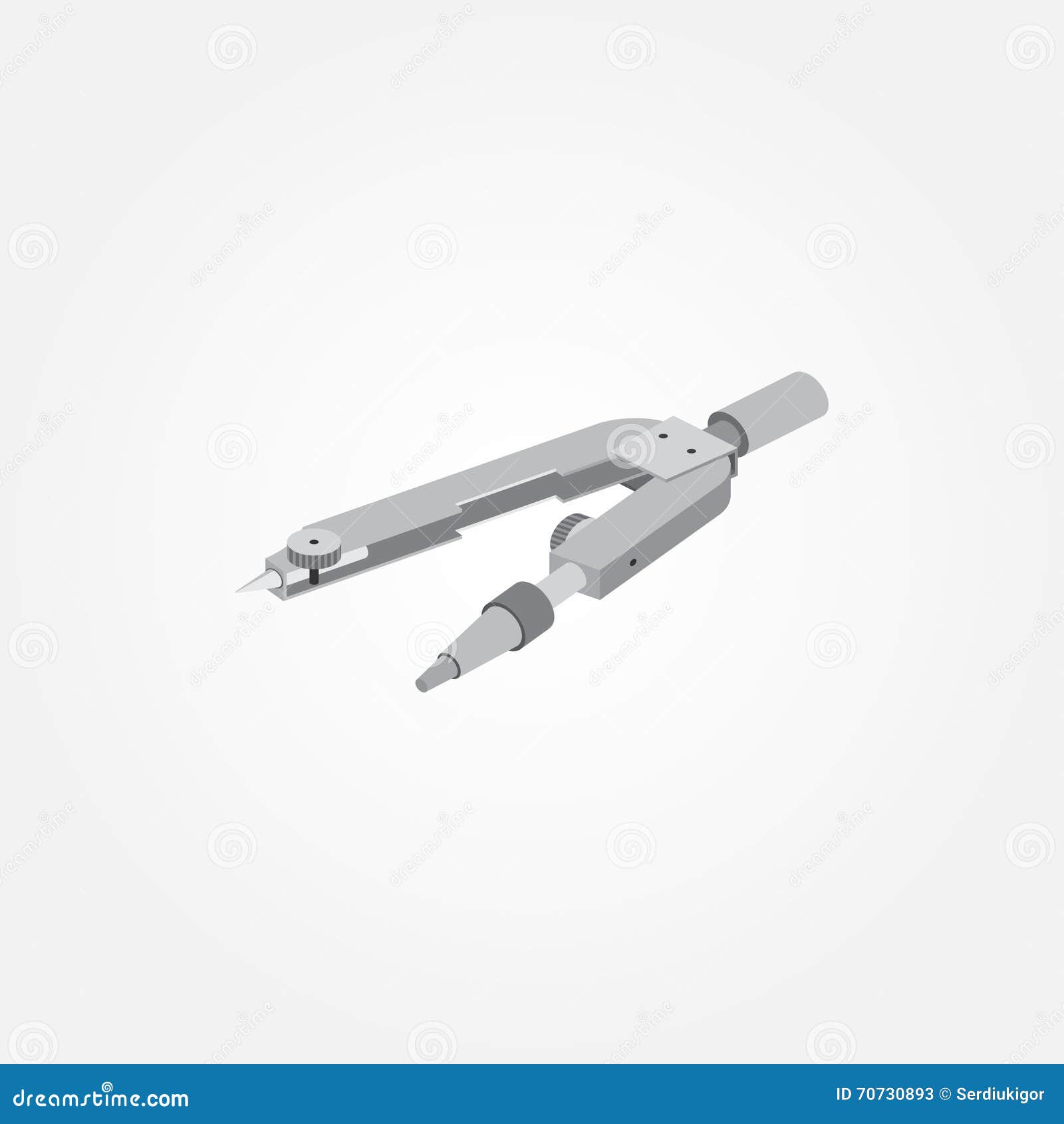 Isometric Pair of Compasses on White Background.for Web Design a Stock ...