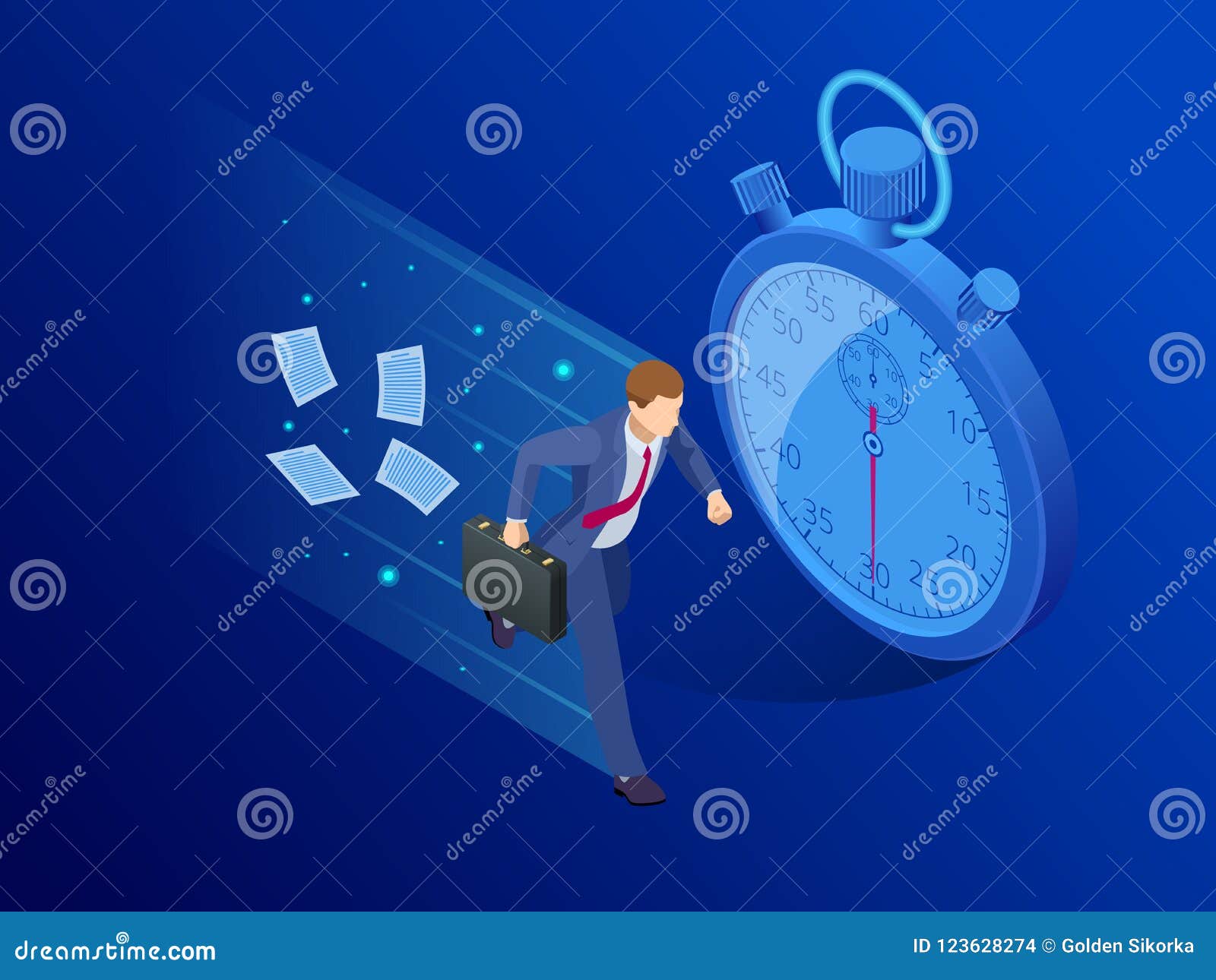 Isometric Panic Deadlines Concept. Lack of Time Concept Stock Vector ...