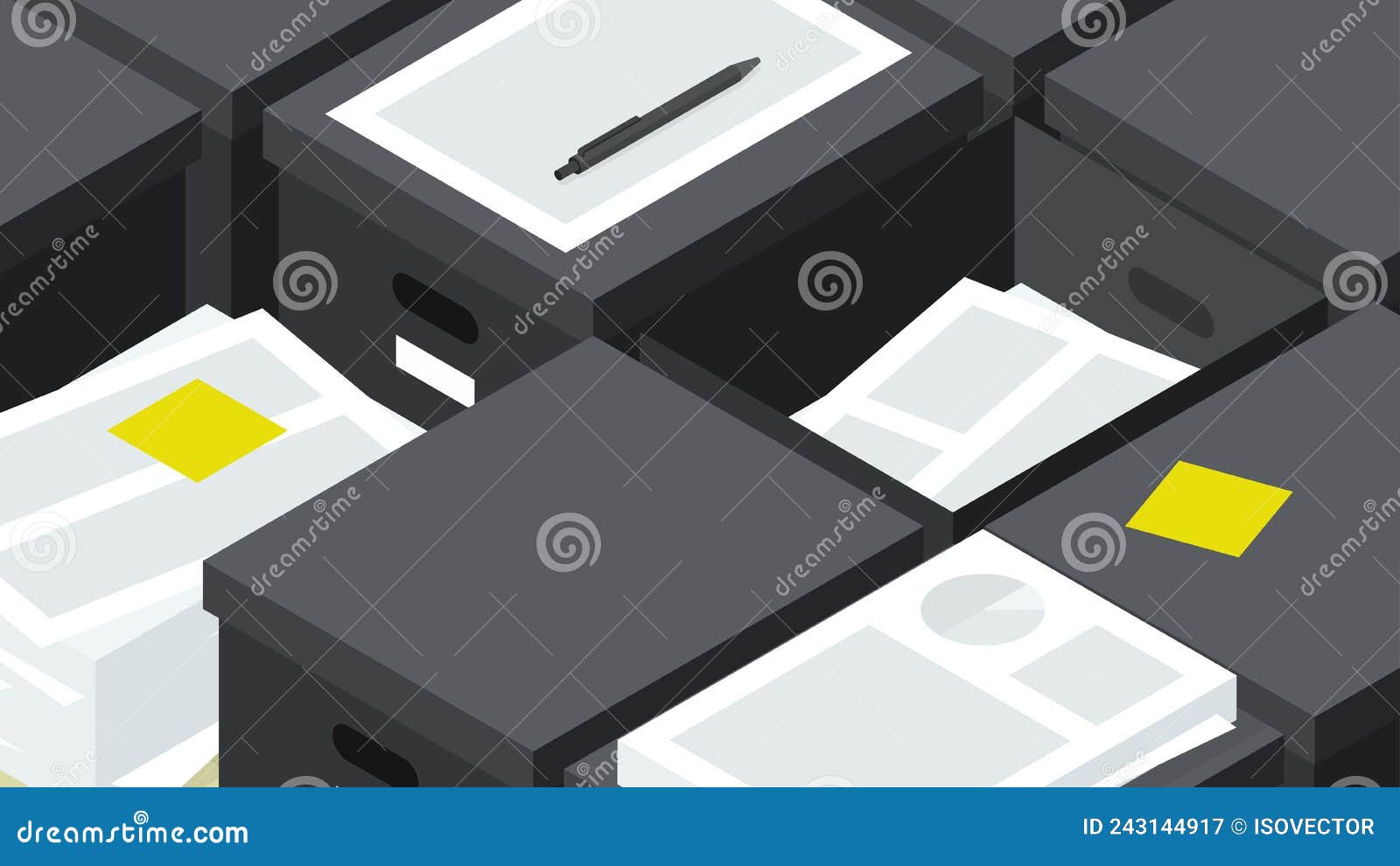 Illustration Of Archival Folders And Storage Boxes. Office. Graphics ...