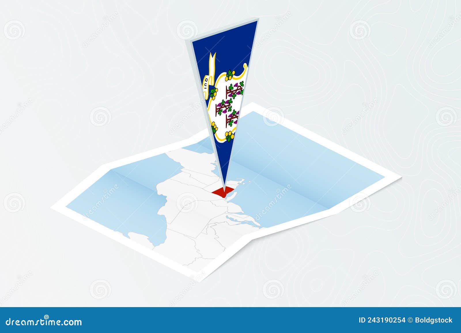 Isometric Connecticut State Map On Blue And Glowing Background. 3D ...