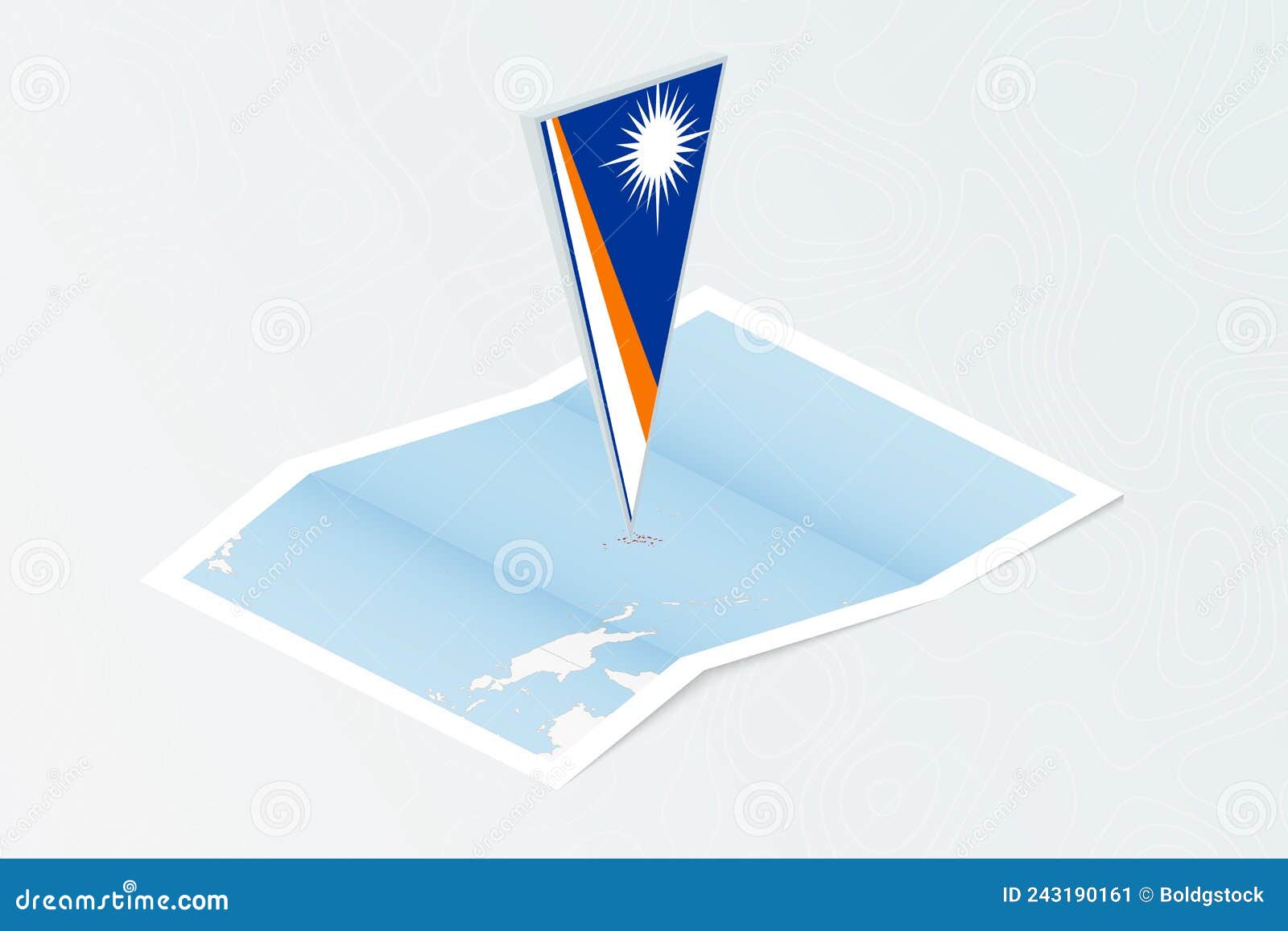 Isometric Paper Map of Marshall Islands with Triangular Flag of ...