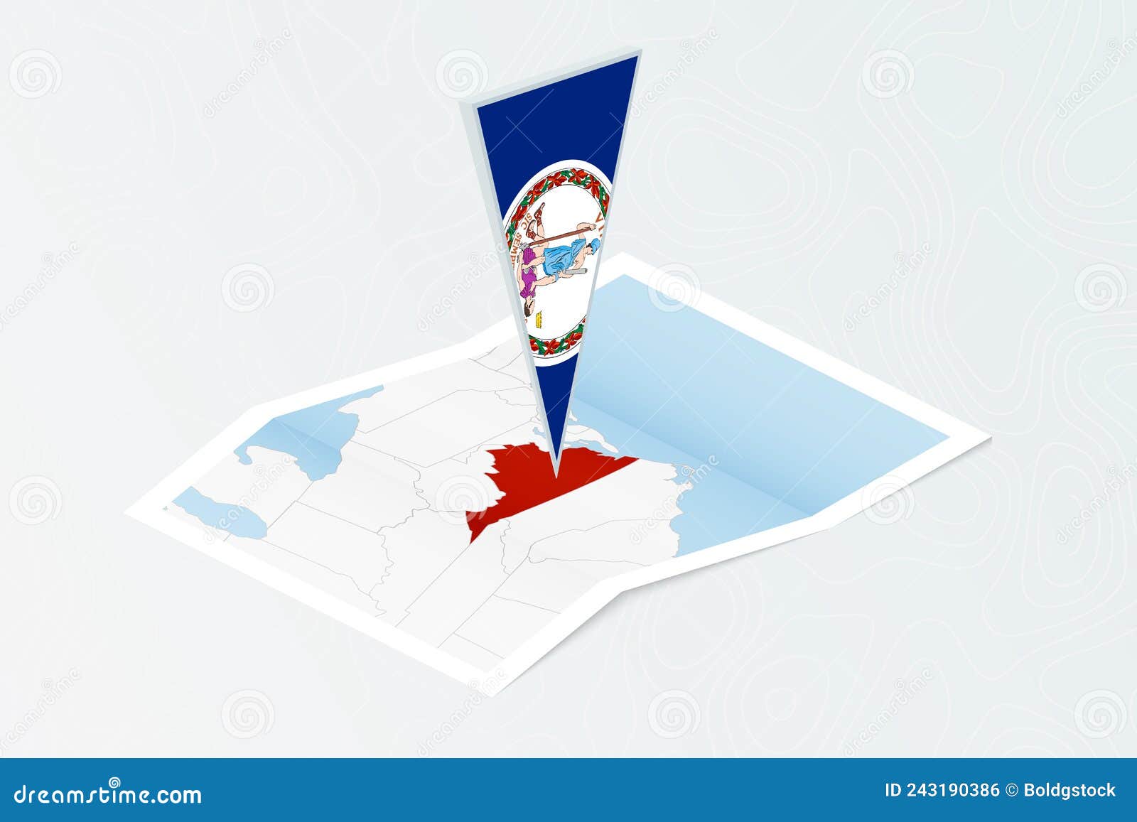 Isometric Virginia State Map On Blue And Glowing Background. 3D ...