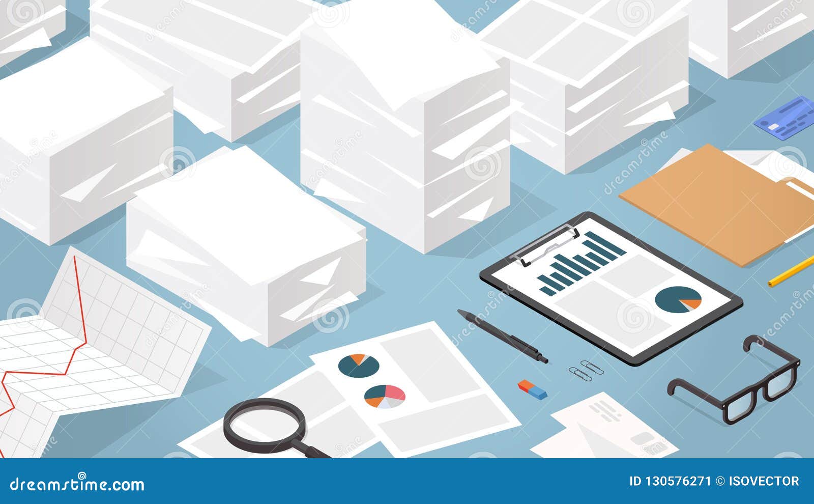 Isometric Paper Work Illustration Stock Vector - Illustration of ...