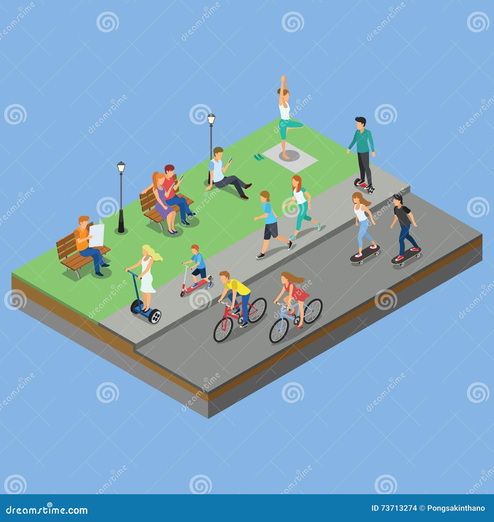 Isometric park activity stock vector. Illustration of nature - 73713274