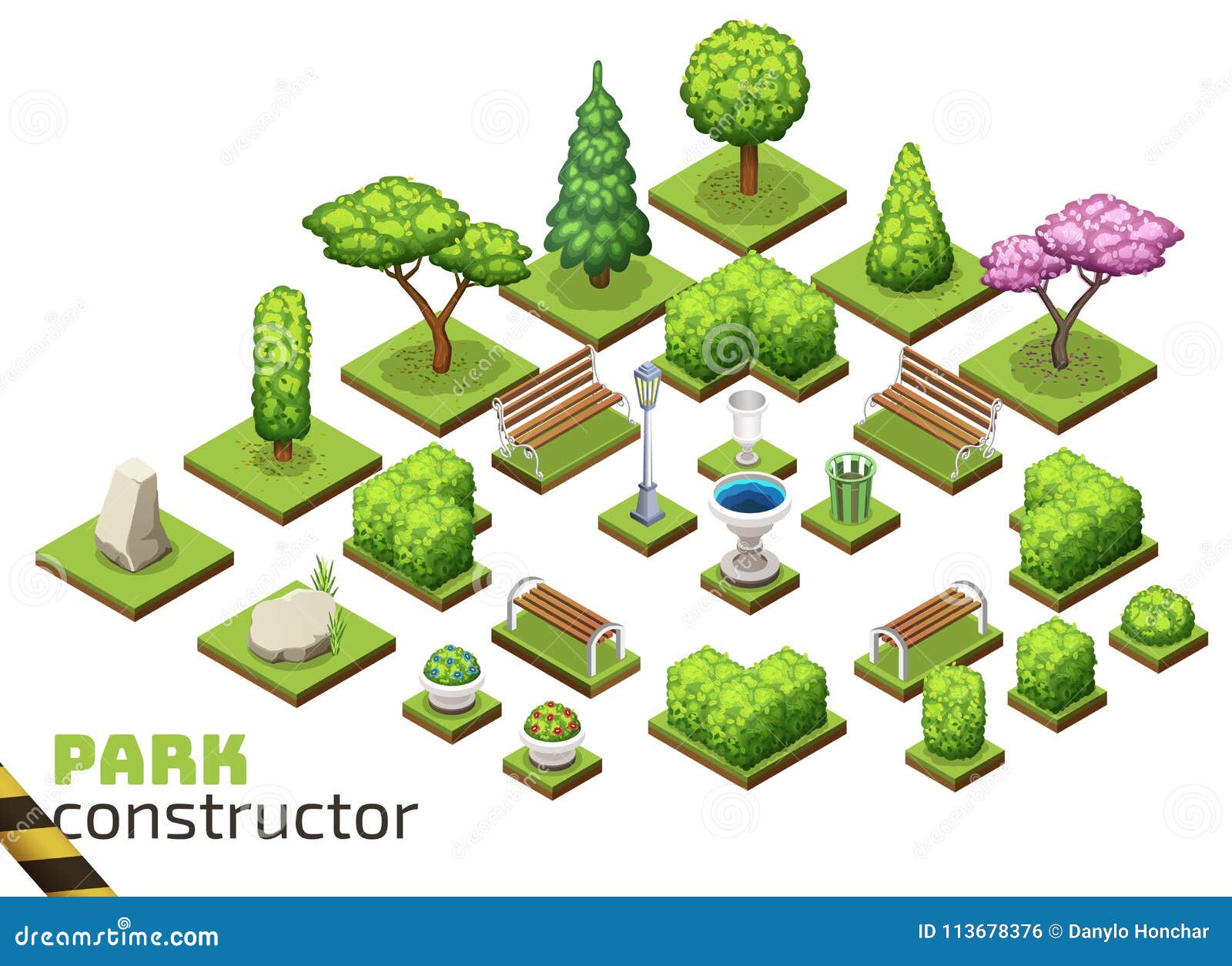 Isometric Park Constructor. Stock Vector - Illustration of landscape ...