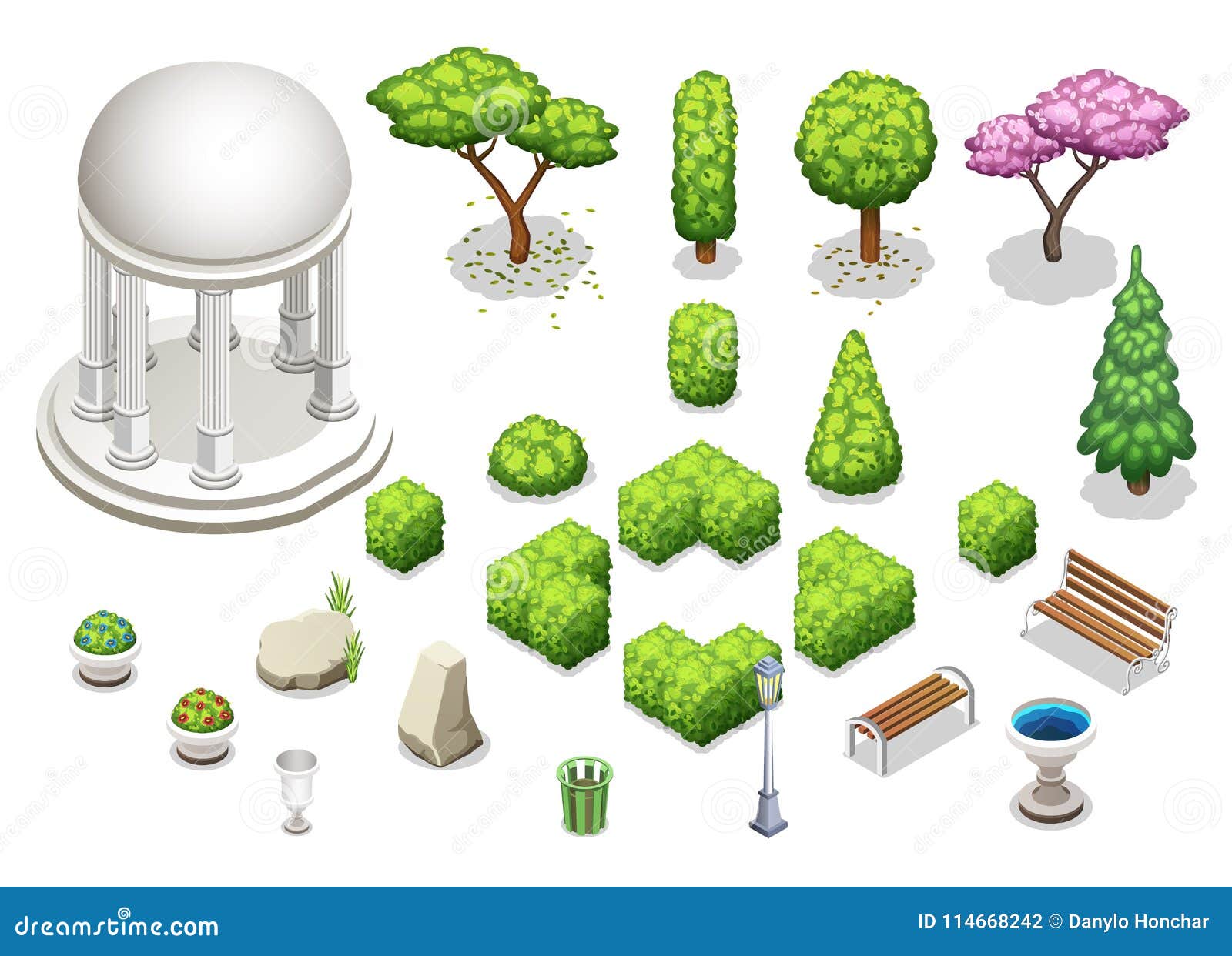 Isometric Park Vector Illustration. Cartoon 3d City Nature Map ...