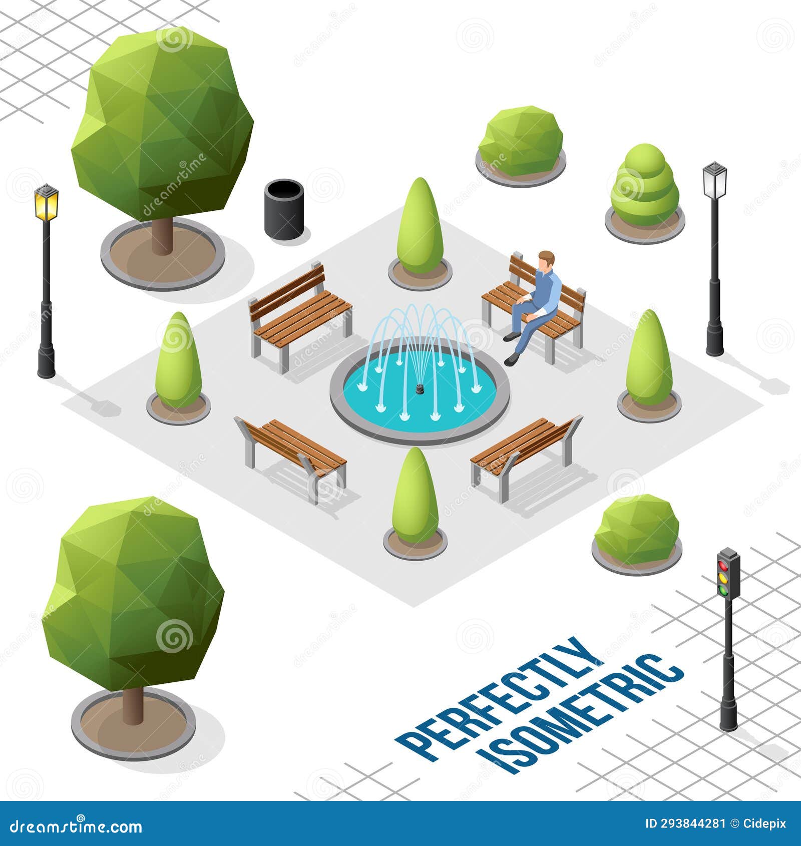 Isometric Park and Outdoor Elements Stock Vector - Illustration of ...