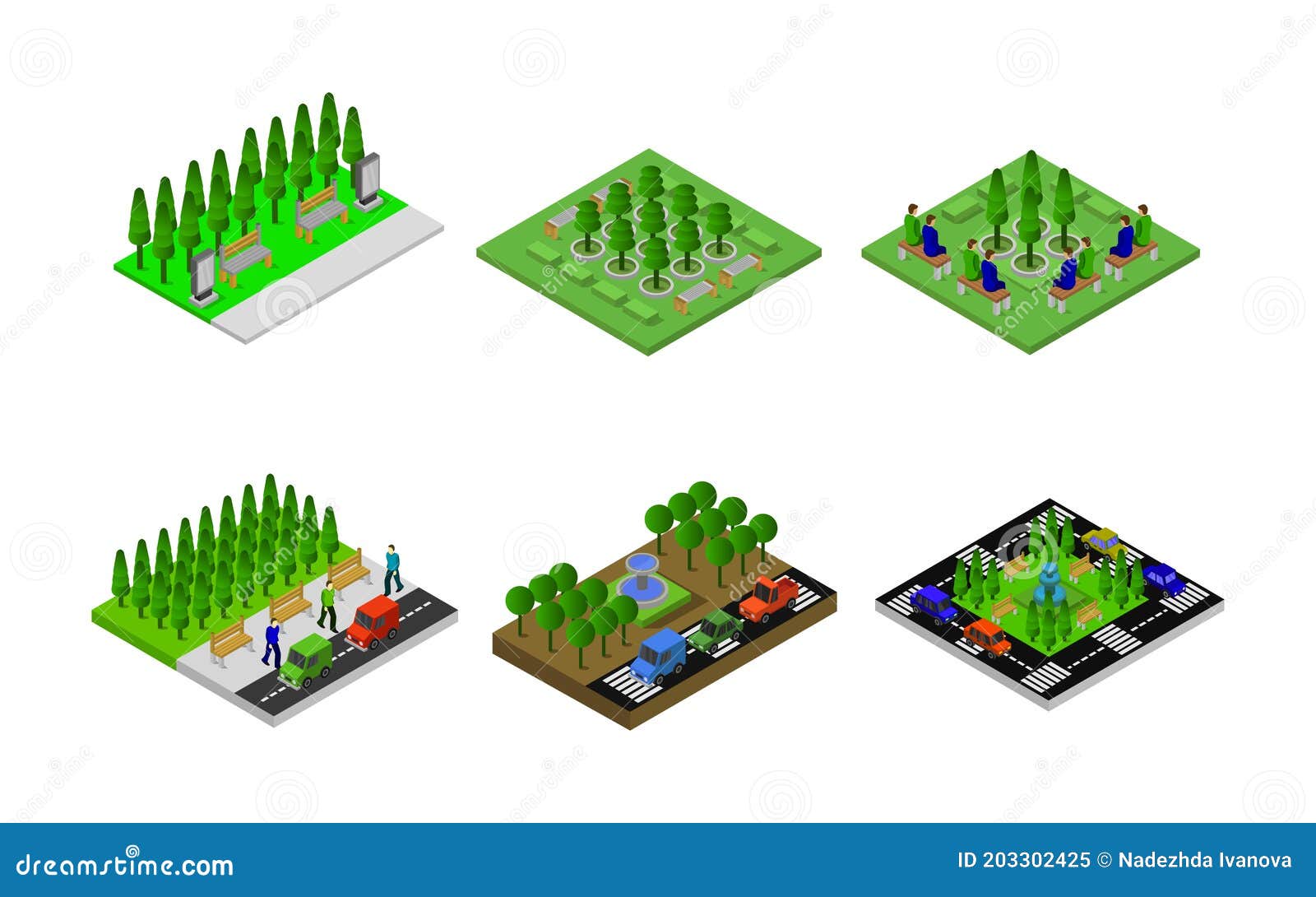 Isometric Park Set Vector Illustration Stock Illustration ...
