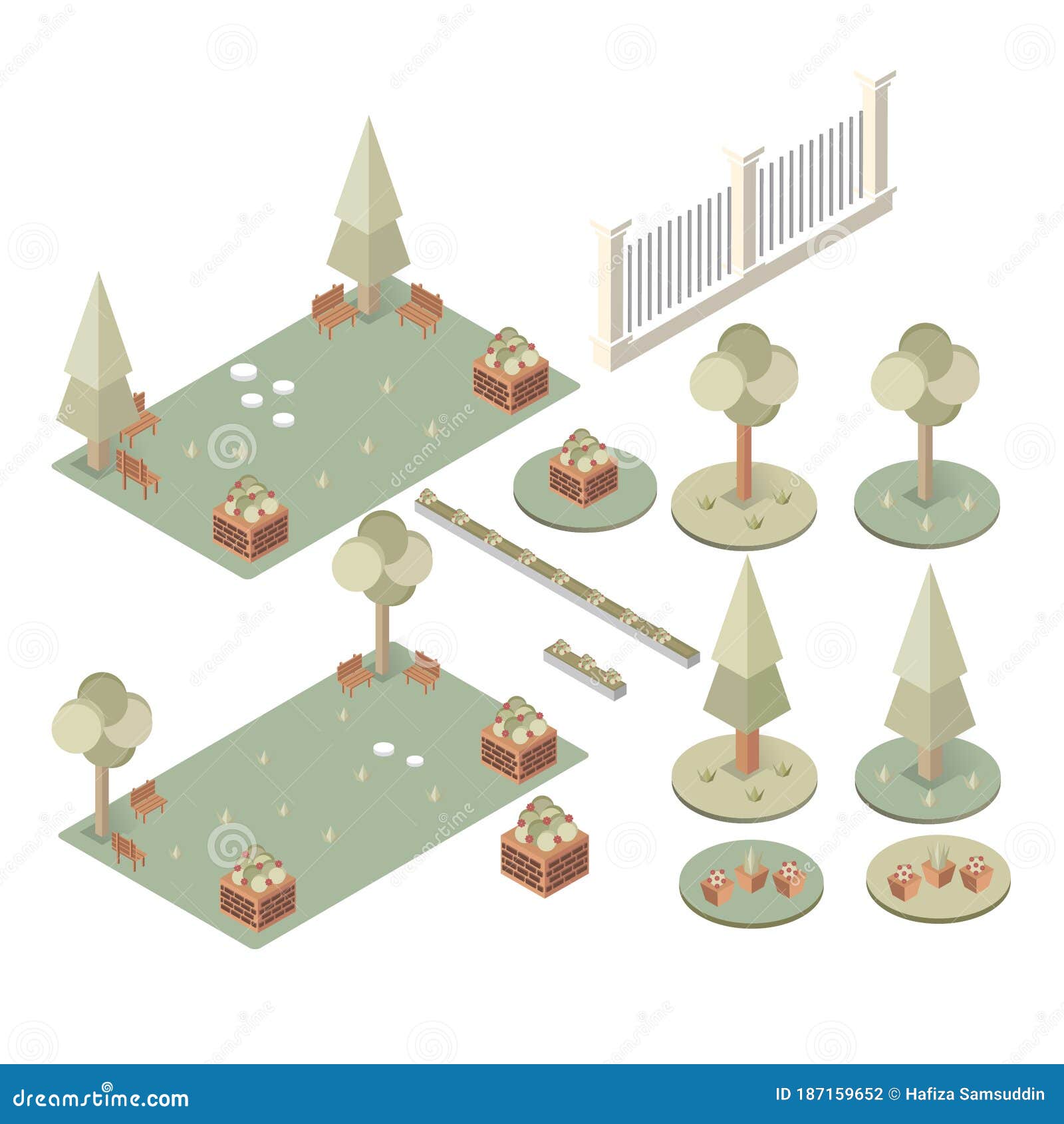 Isometric Park. Vector Illustration Decorative Design Stock Vector ...
