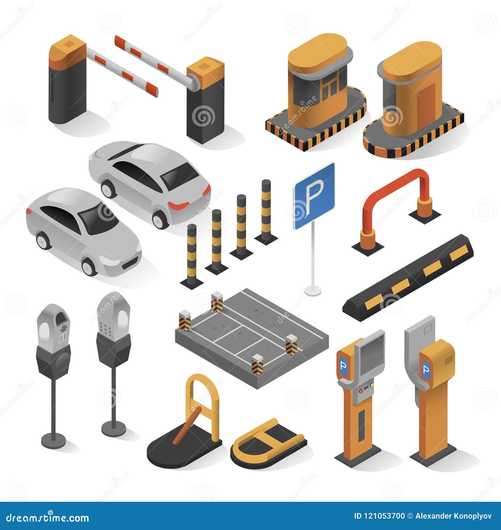 Isometric parking elements stock vector. Illustration of city - 121053700 Isometric parking elements stock vector. Illustration of city - 121053700