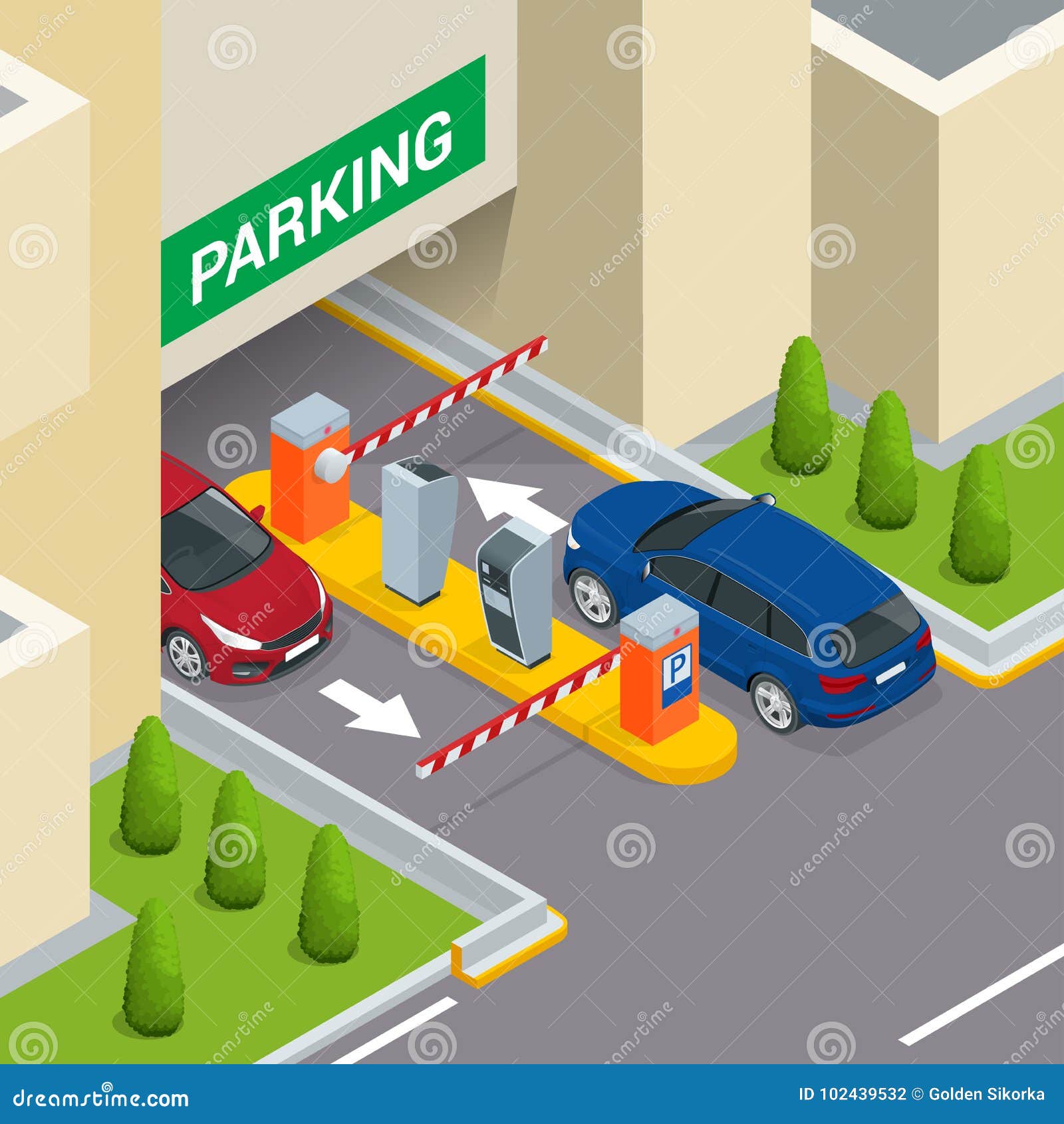 Isometric Parking Payment Station, Access Control Concept. Parking ...