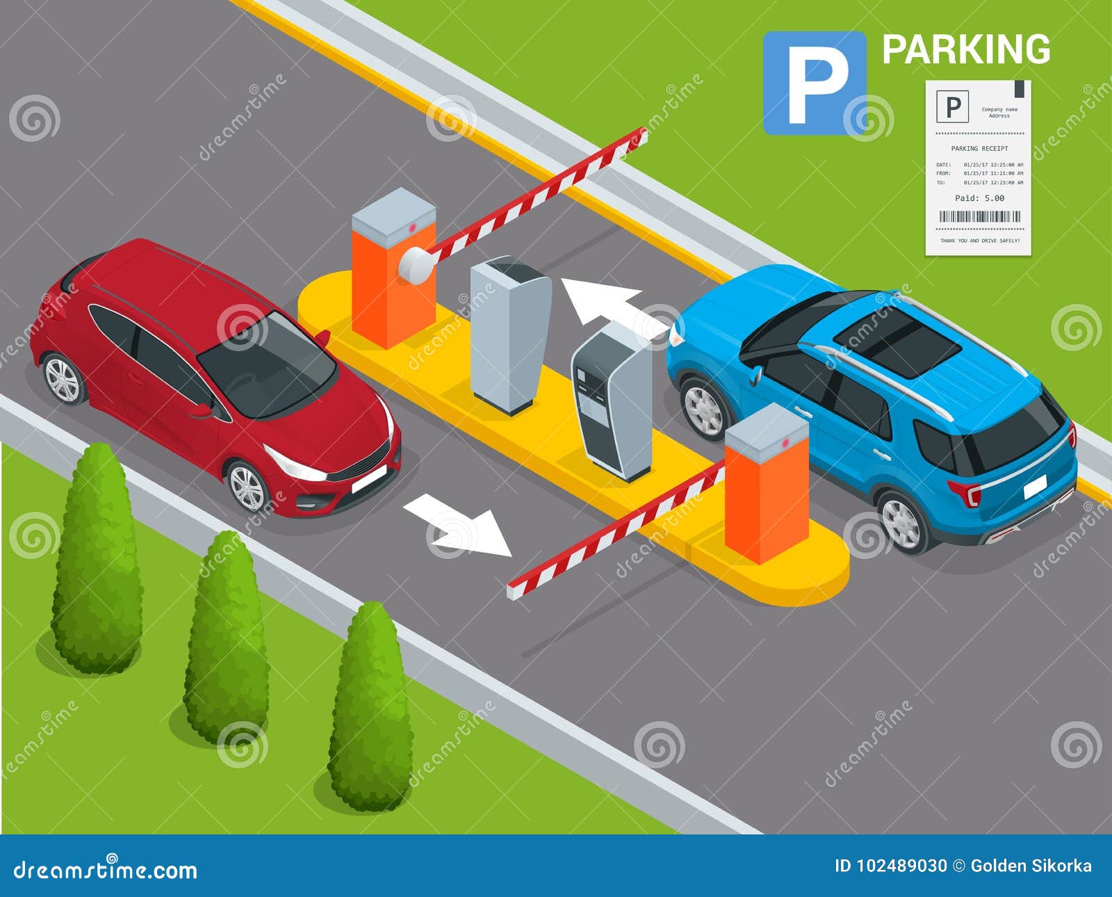 Isometric Parking Payment Station, Access Control Concept. Parking ...