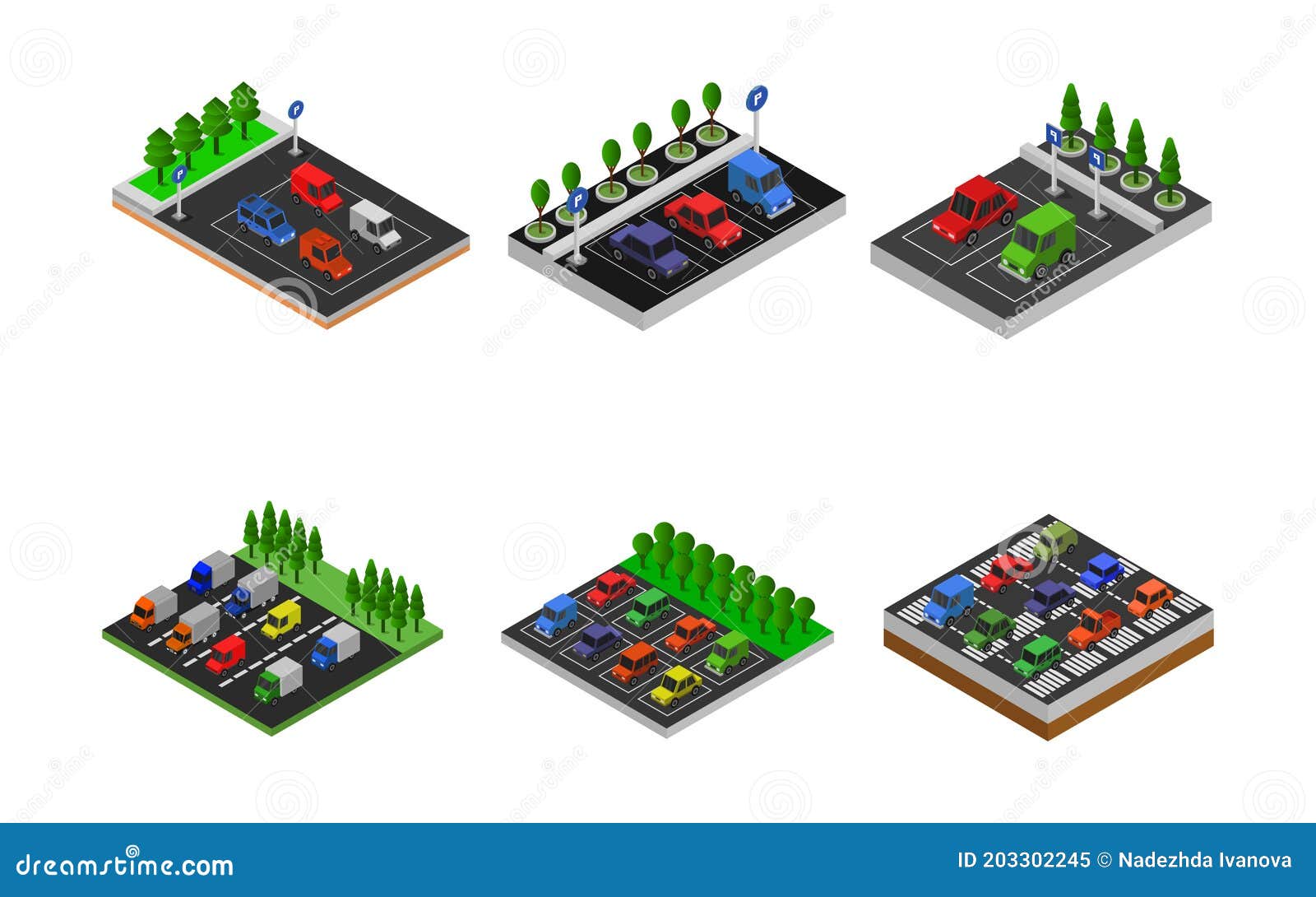 Isometric Parking Set Vector Illustration Stock Illustration ...